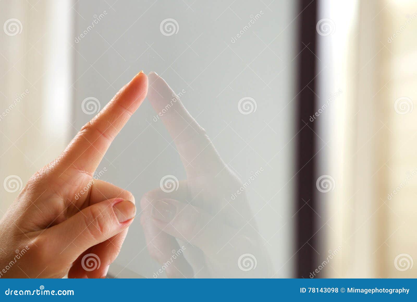 Female Finger Pointing To Computer Screen Stock Photo - Image of middle ...