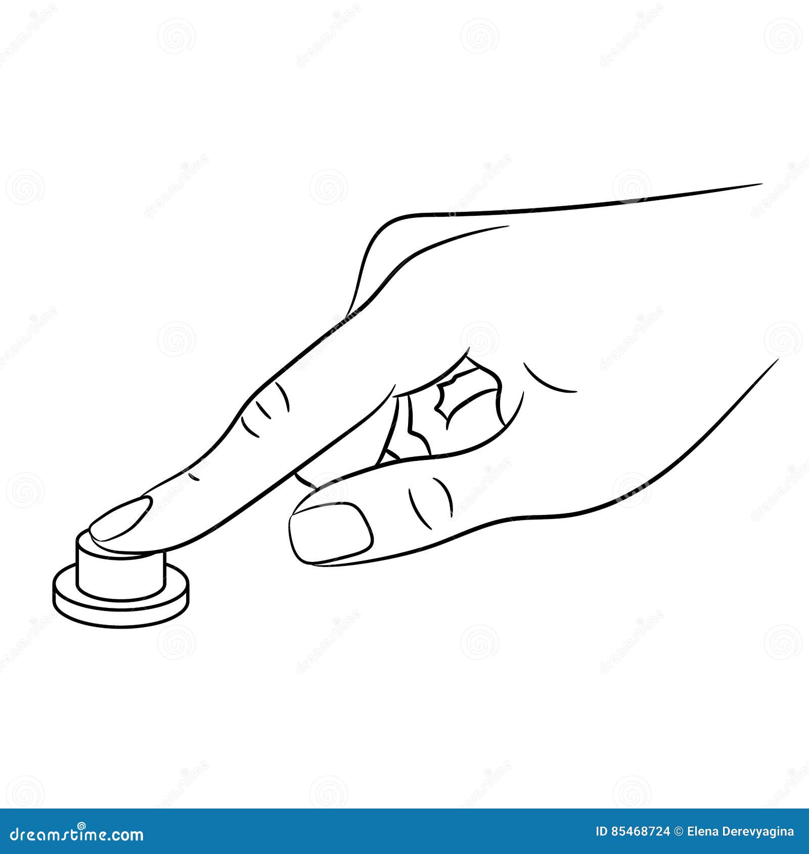 Female Finger press Button Monochrome Illustration Stock Illustration ... Female Finger press Button Monochrome Illustration Stock Illustration ...