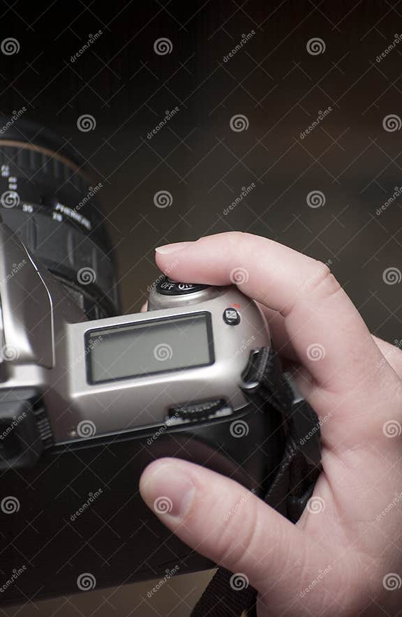 Female Finger on Shutter Button Stock Photo - Image of device, buttons ...