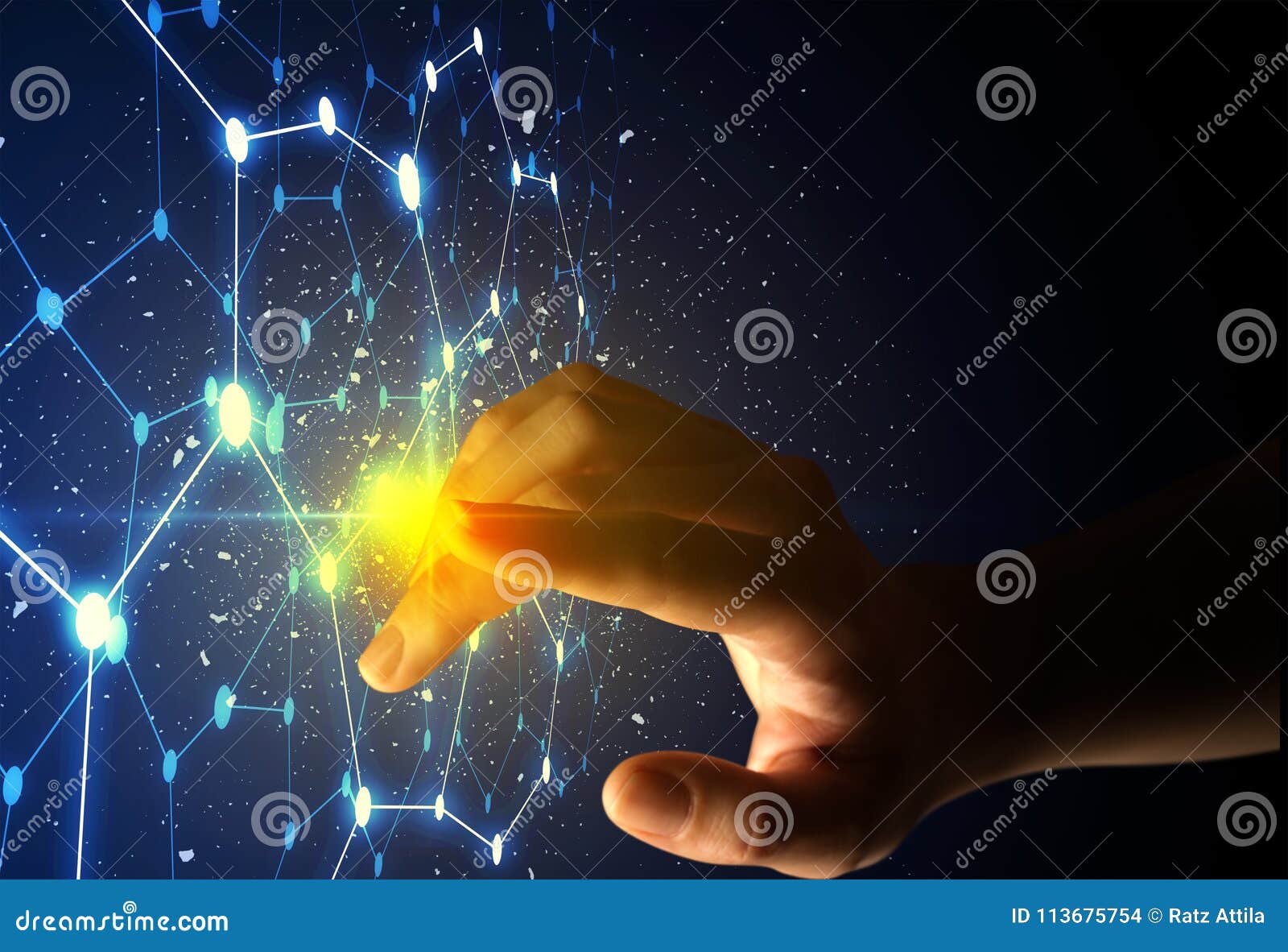 Finger touching interface stock photo. Image of girl - 113675754