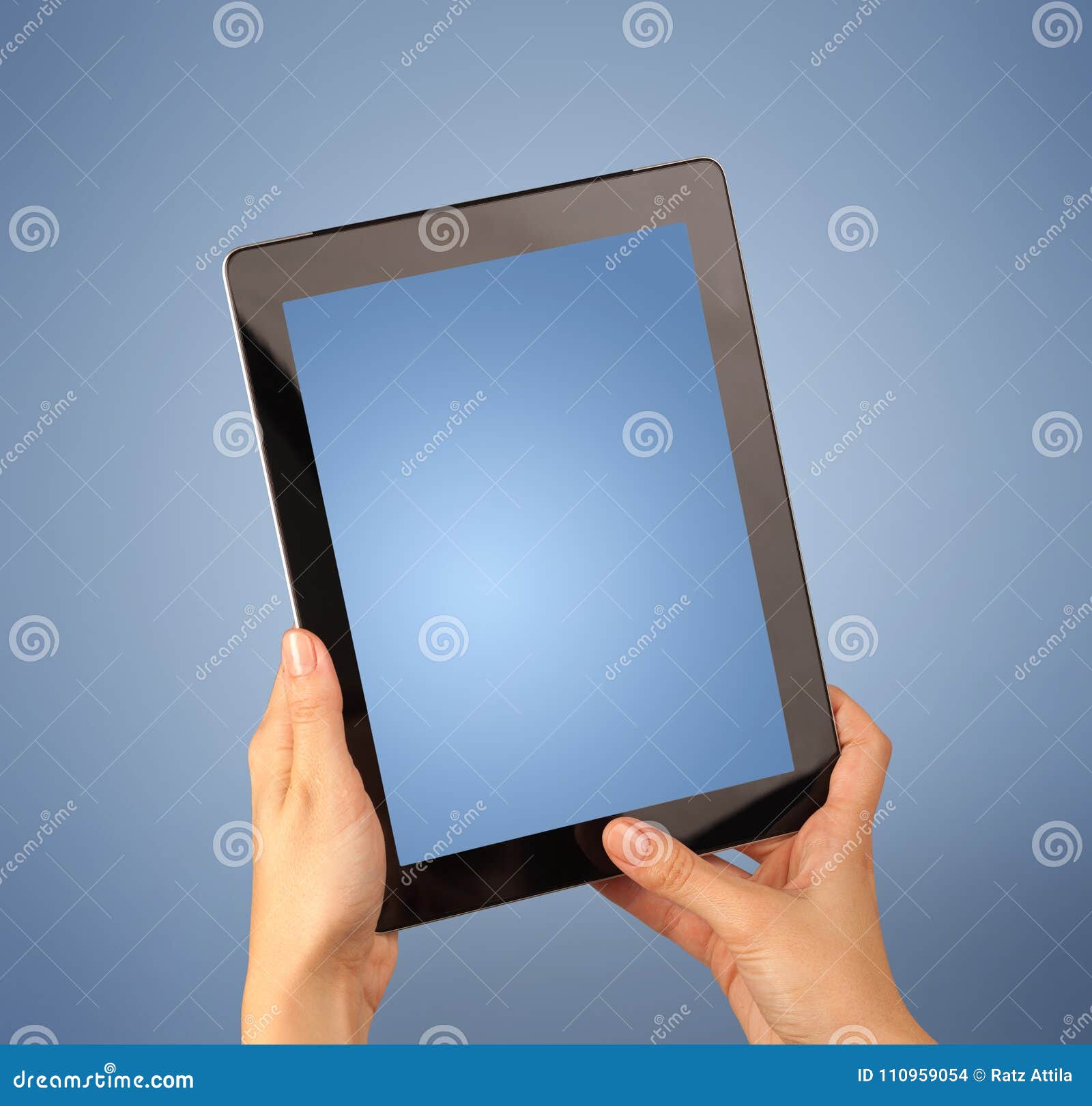 Female hand holding tablet stock photo. Image of electronics - 110959054