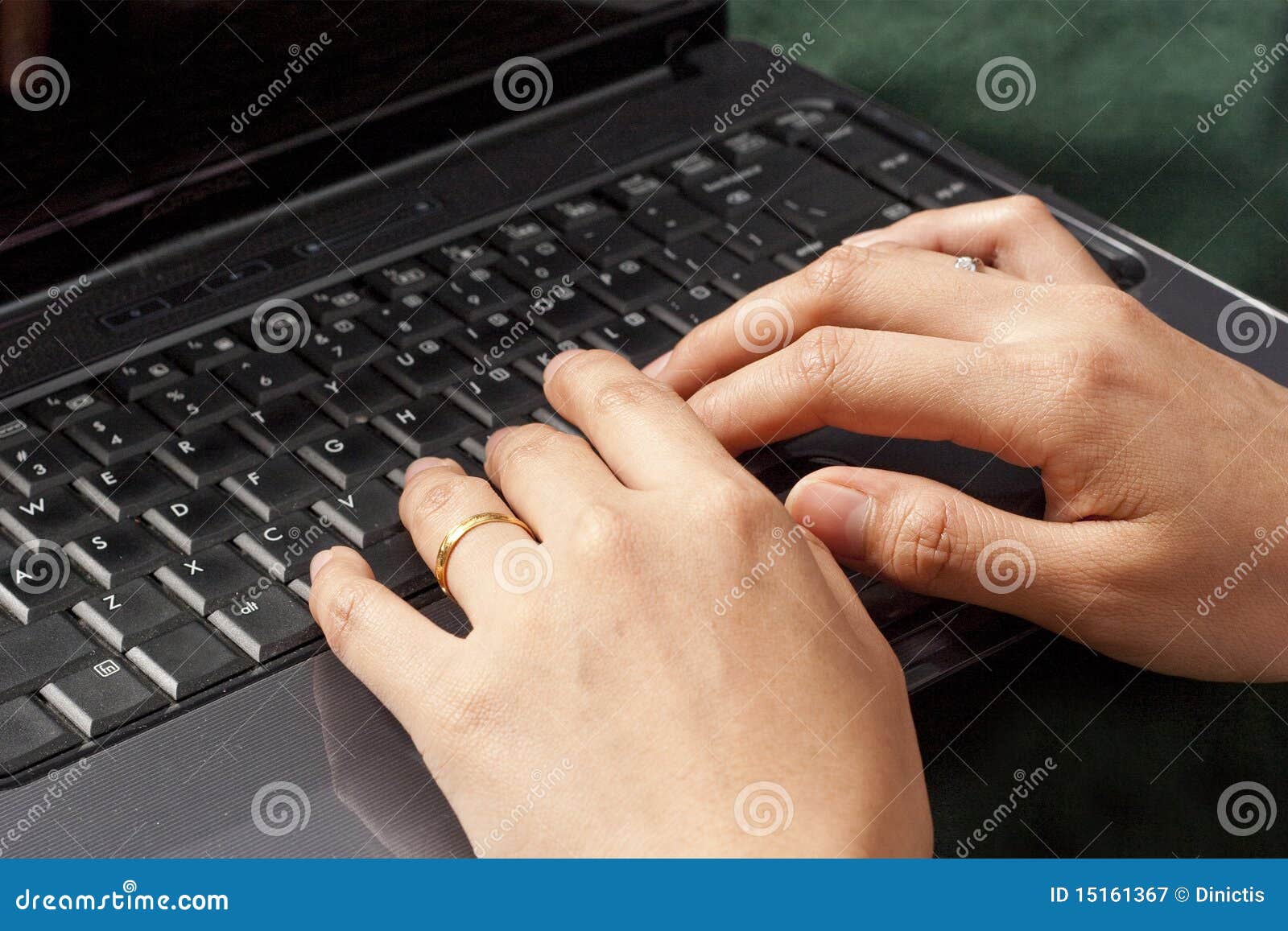 Female Fingers Typing on a Black Laptop Stock Image - Image of keypad ...