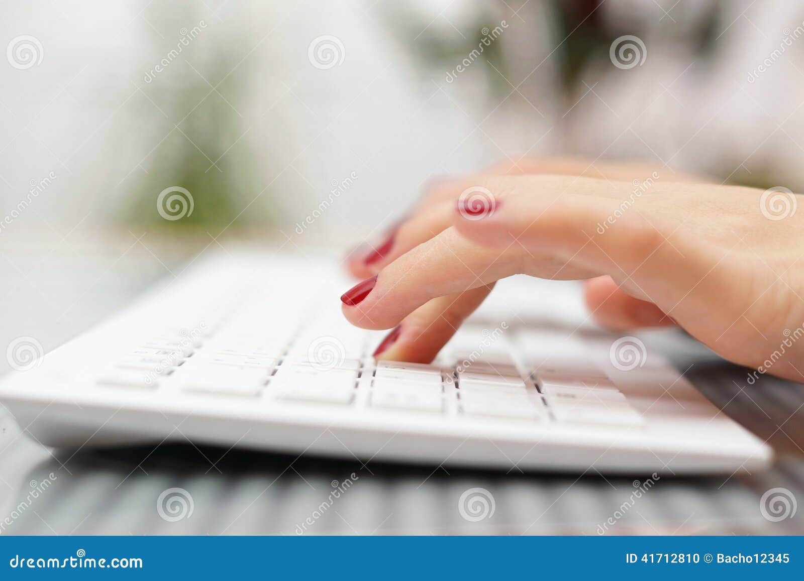 Female Fingers Typing on White Keyboard Stock Photo - Image of social ...