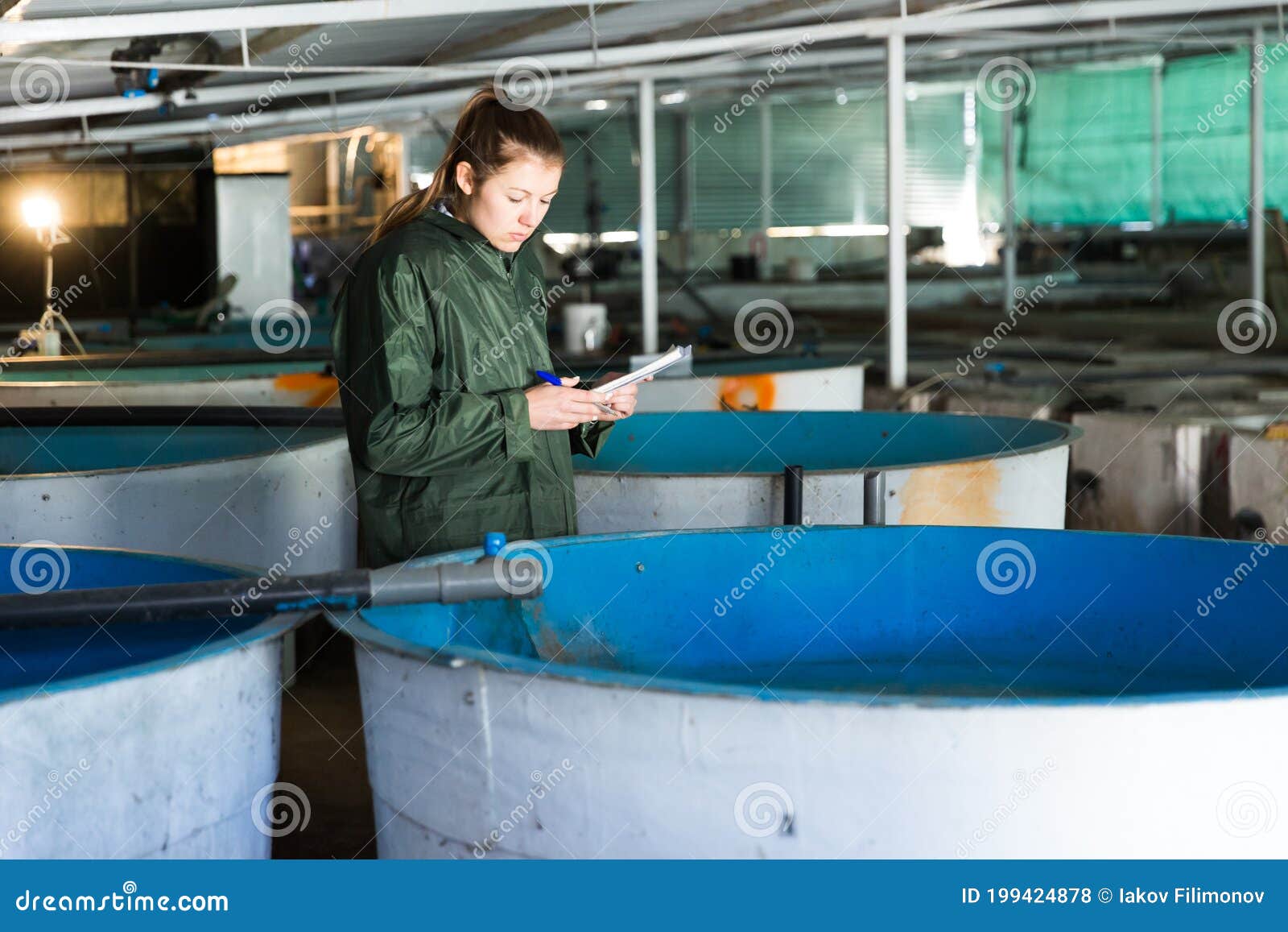 Female in Fish Breeding Incubator Stock Photo - Image of caucasian ...