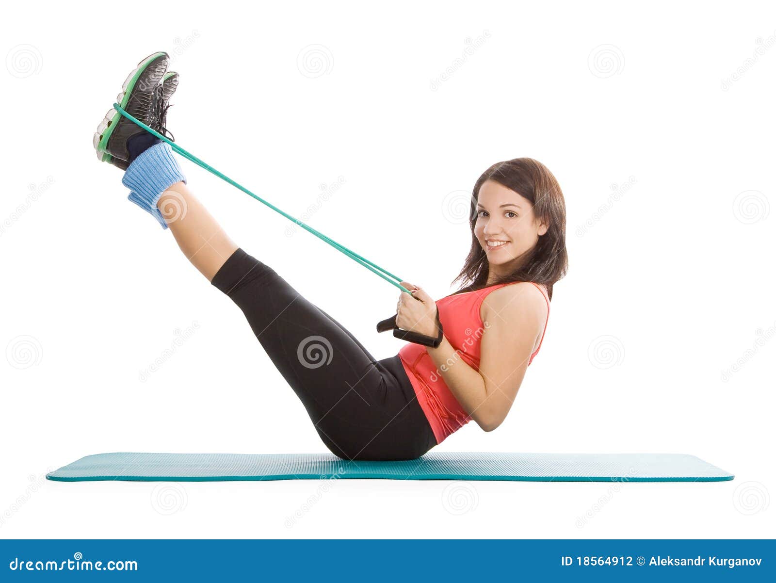 Female with Fitness Expander in Stretching Stock Photo - Image of ...