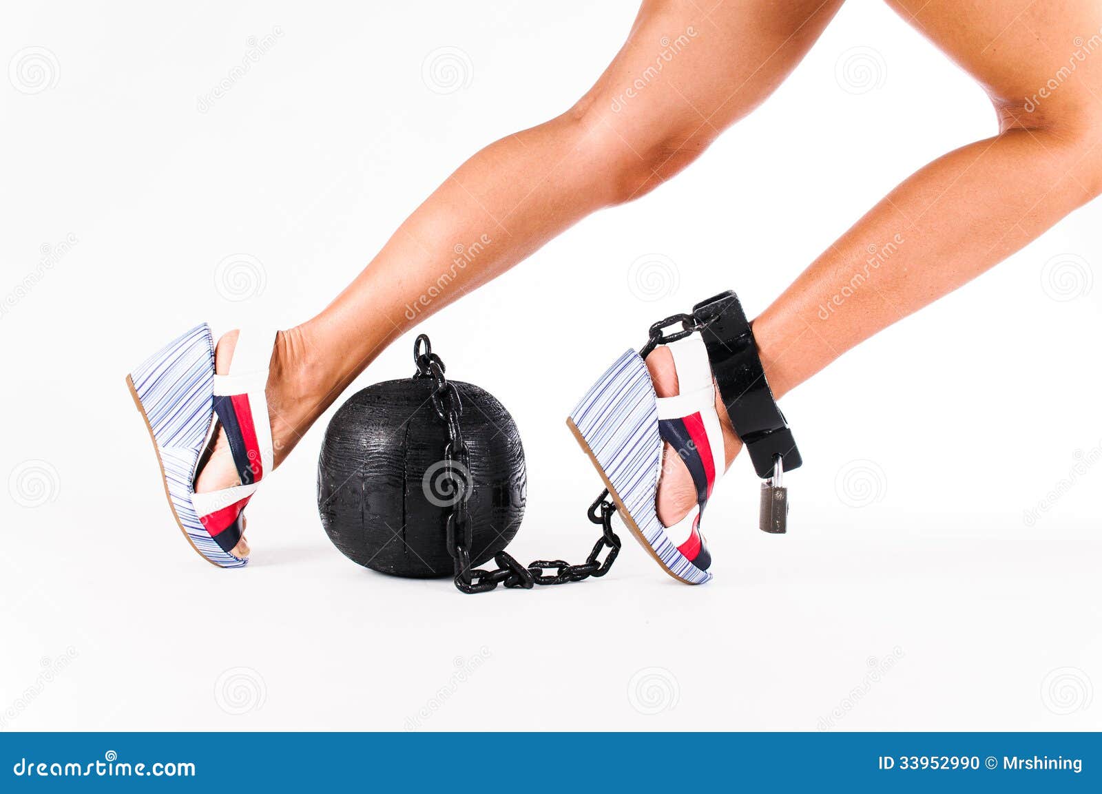 Female Foot with Prison Ball Stock Photo - Image of attitude, justice ...