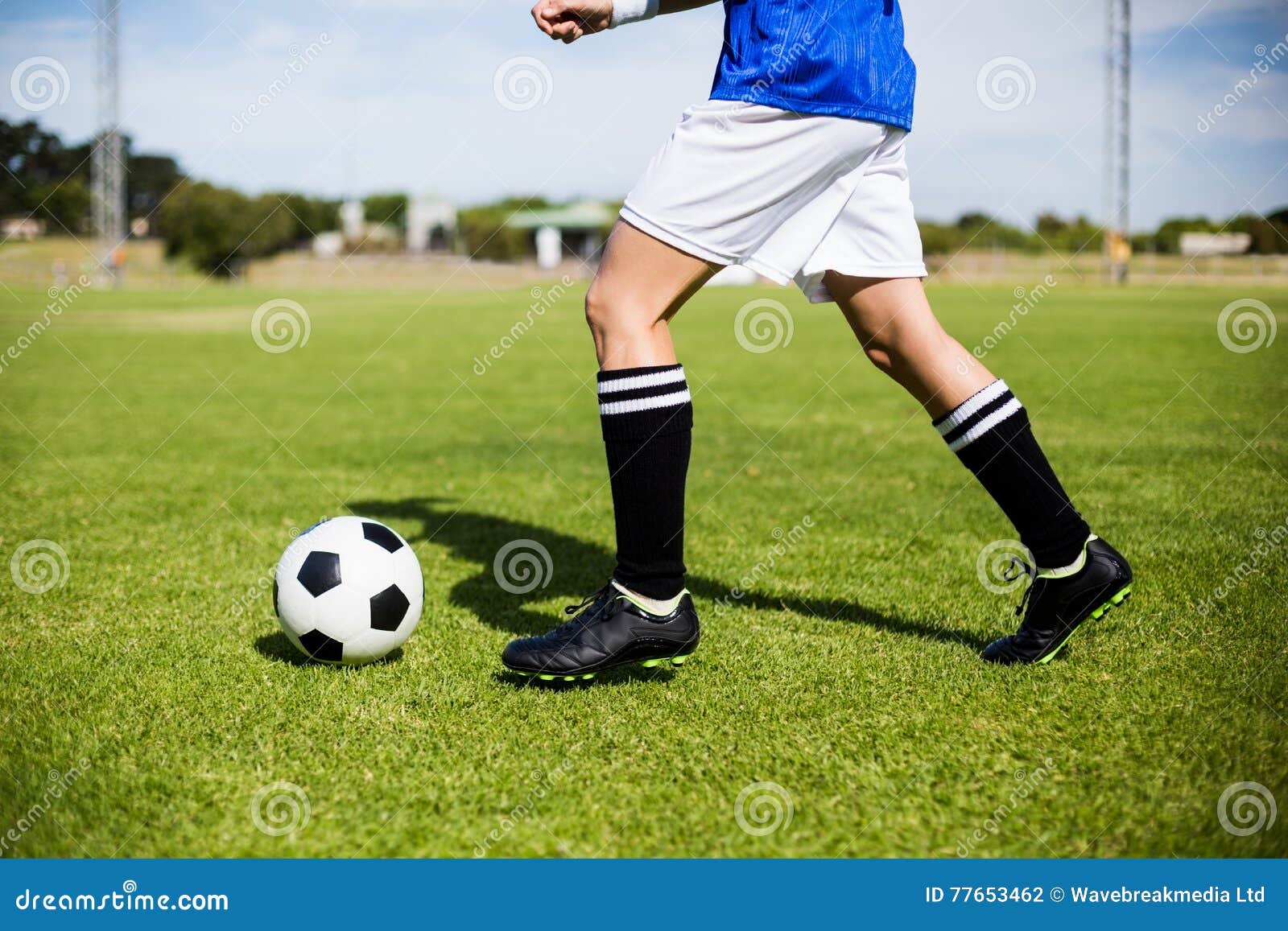 Female Football Player Practicing Soccer Stock Photo - Image of person ...