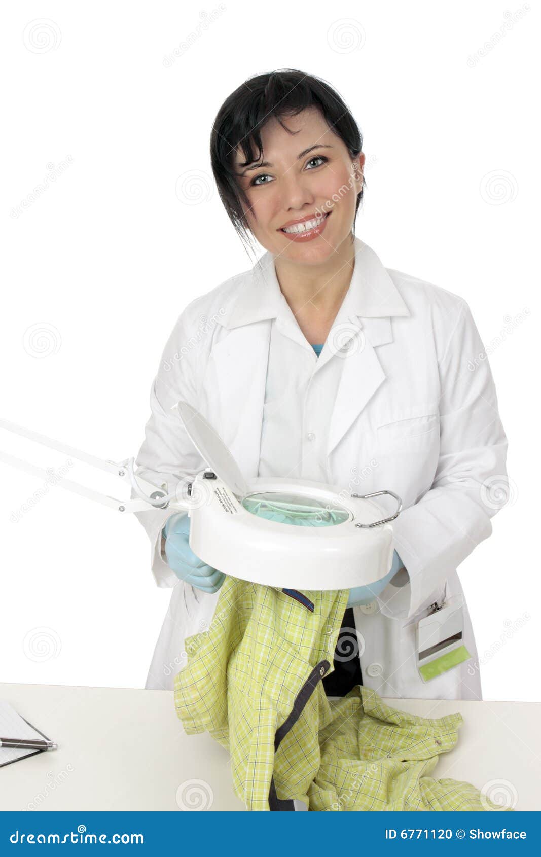 Female Forensic Technician Collecting Biological Specimen In DNA ...