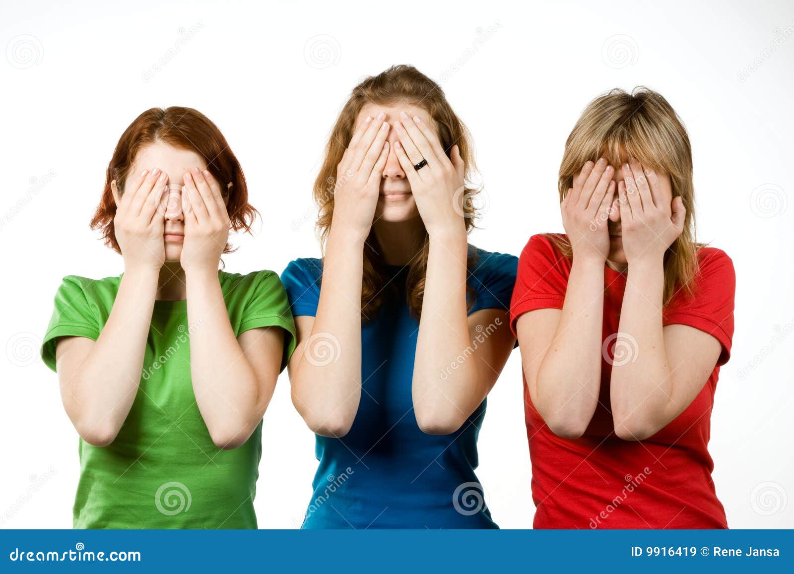 Female Friends Covering Eyes Stock Image - Image of impish, cute: 9916419