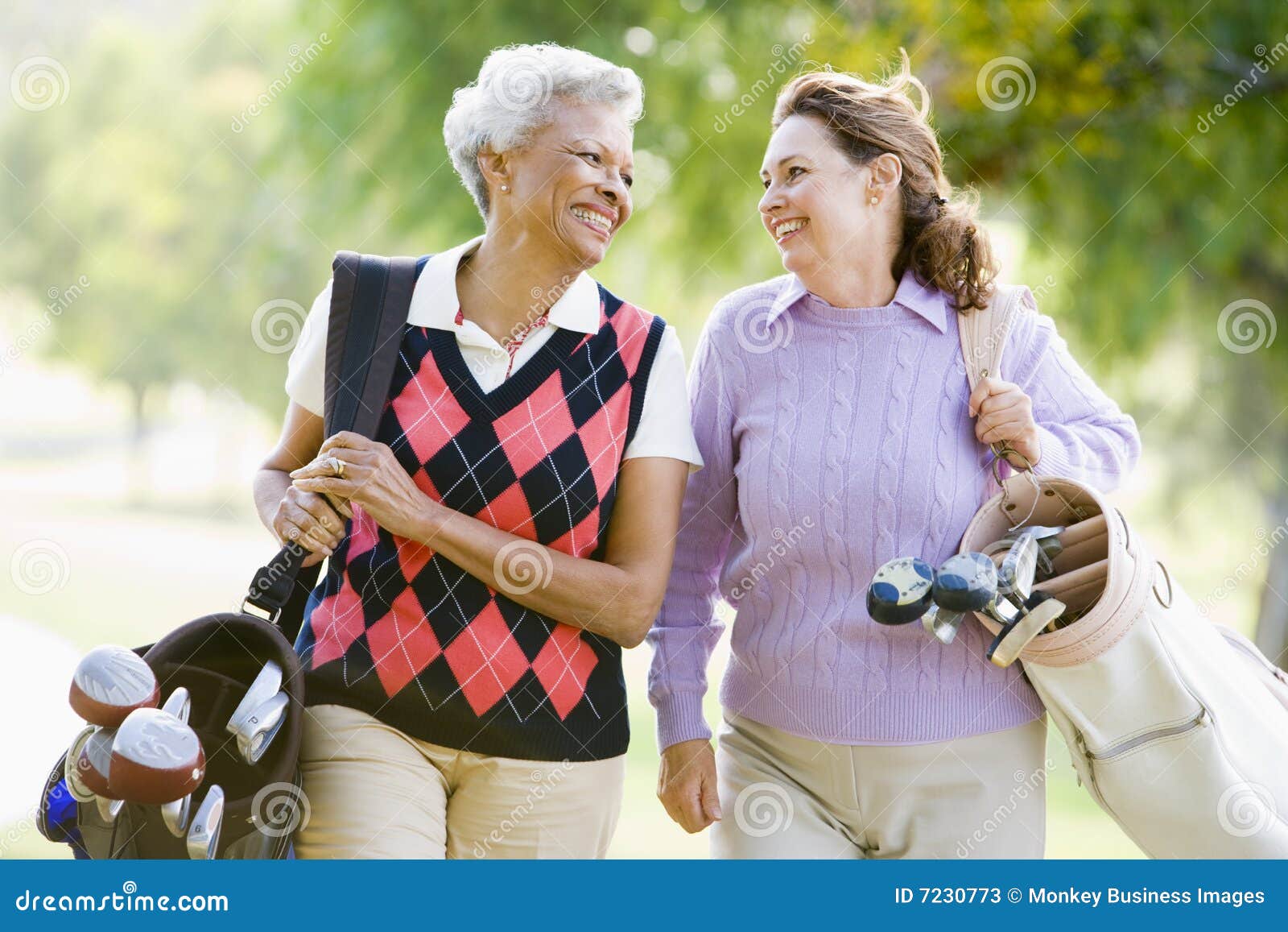 Female Friends Enjoying a Game of Golf Stock Image - Image of friends ...