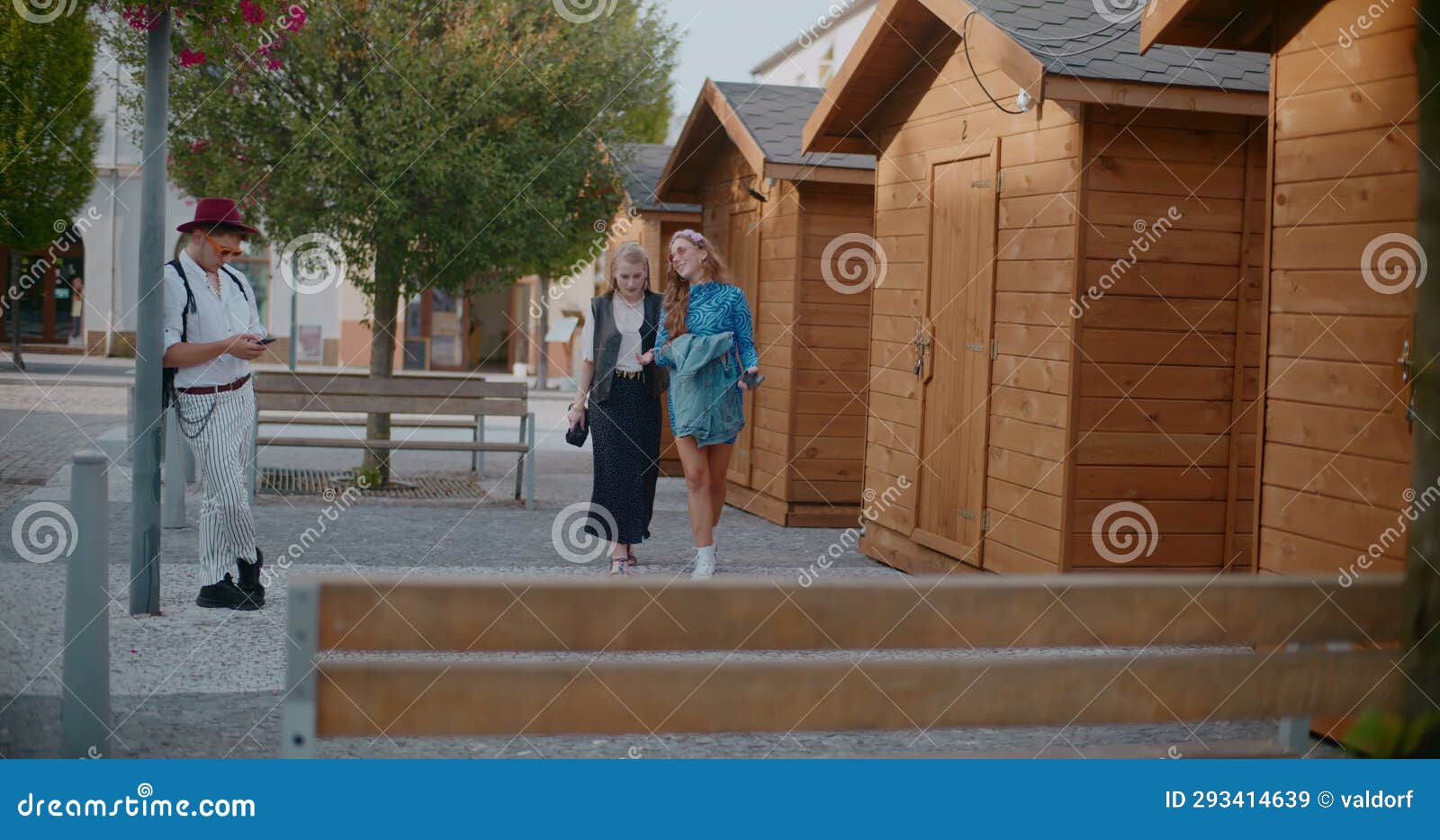 Female Friends Walking on Footpath by Man Stock Video - Video of ...