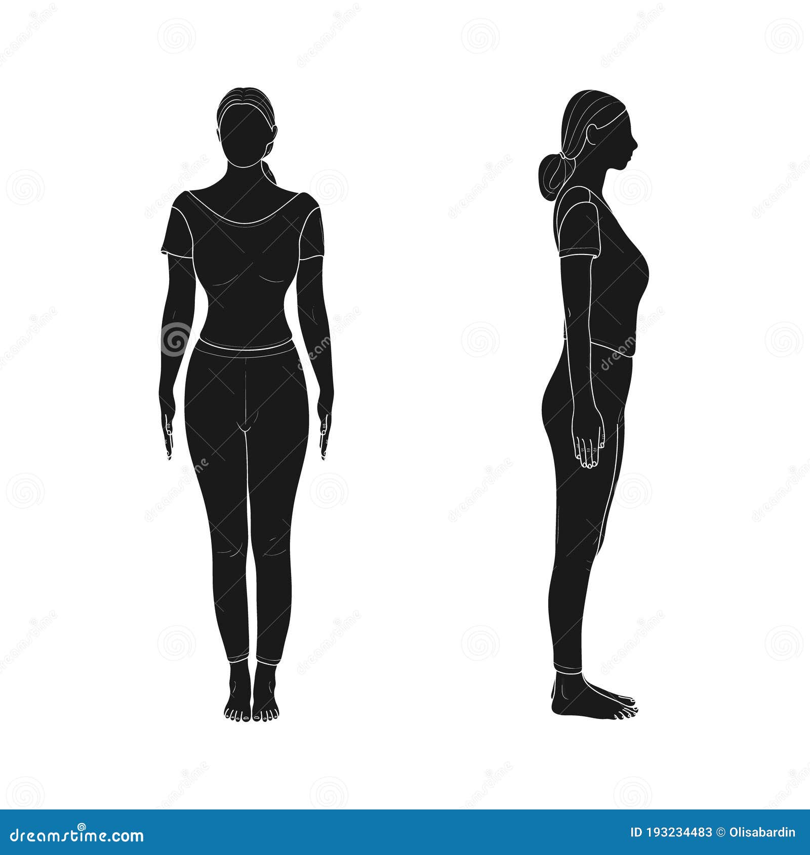Female Front and Side View. Tadasana. Vector Stock Vector ...