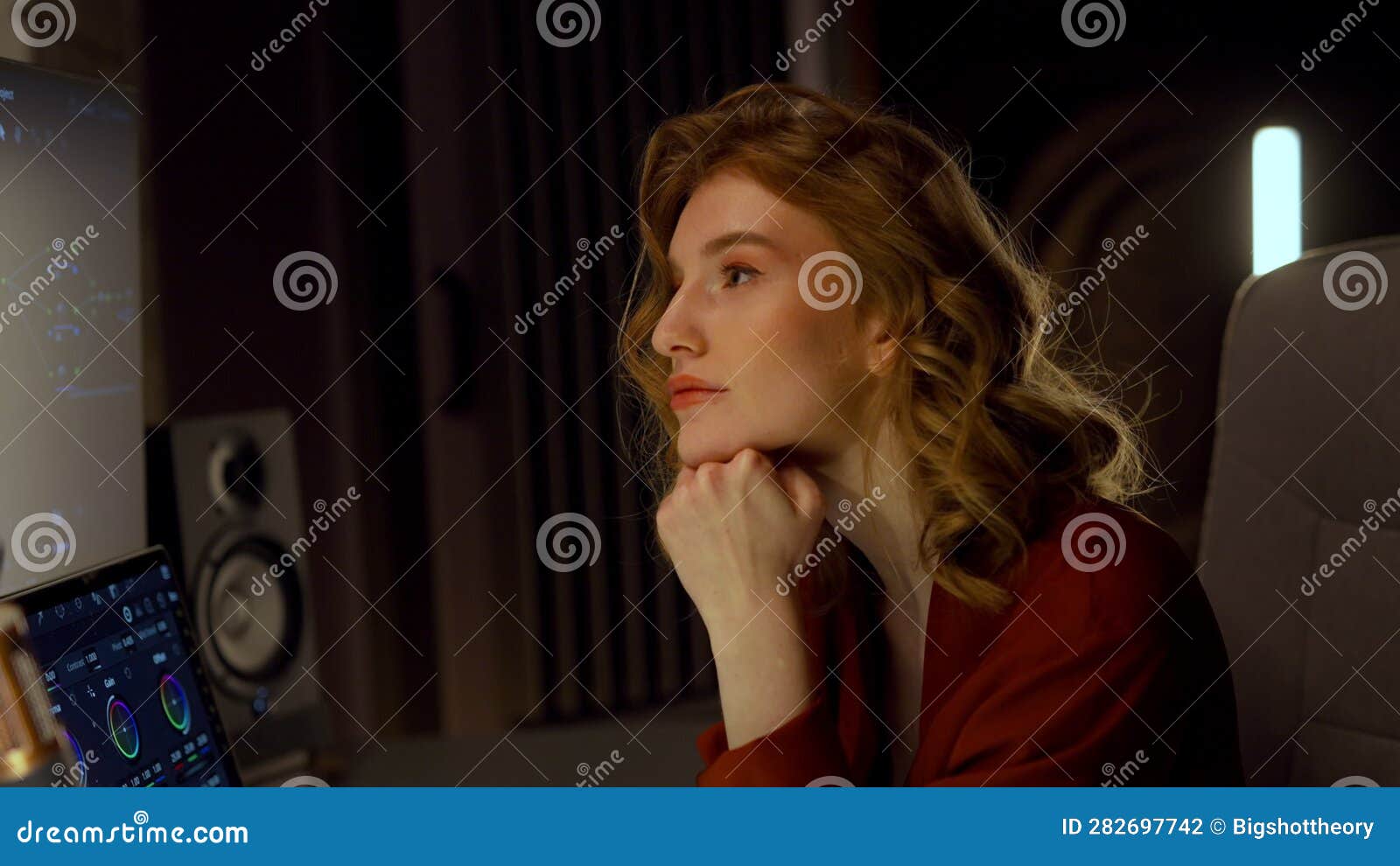 Female Game Developer Works on Level Design on Her Personal Computer ...