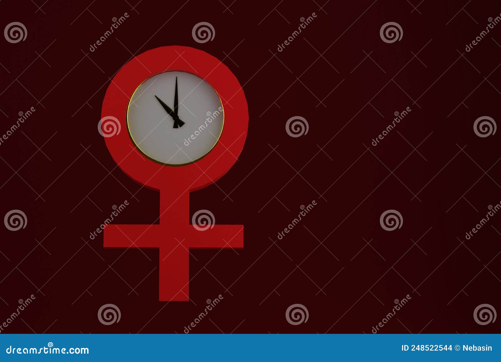 Menopause Concept. Female Genital Organs And Alarm Clocks On A Red ...
