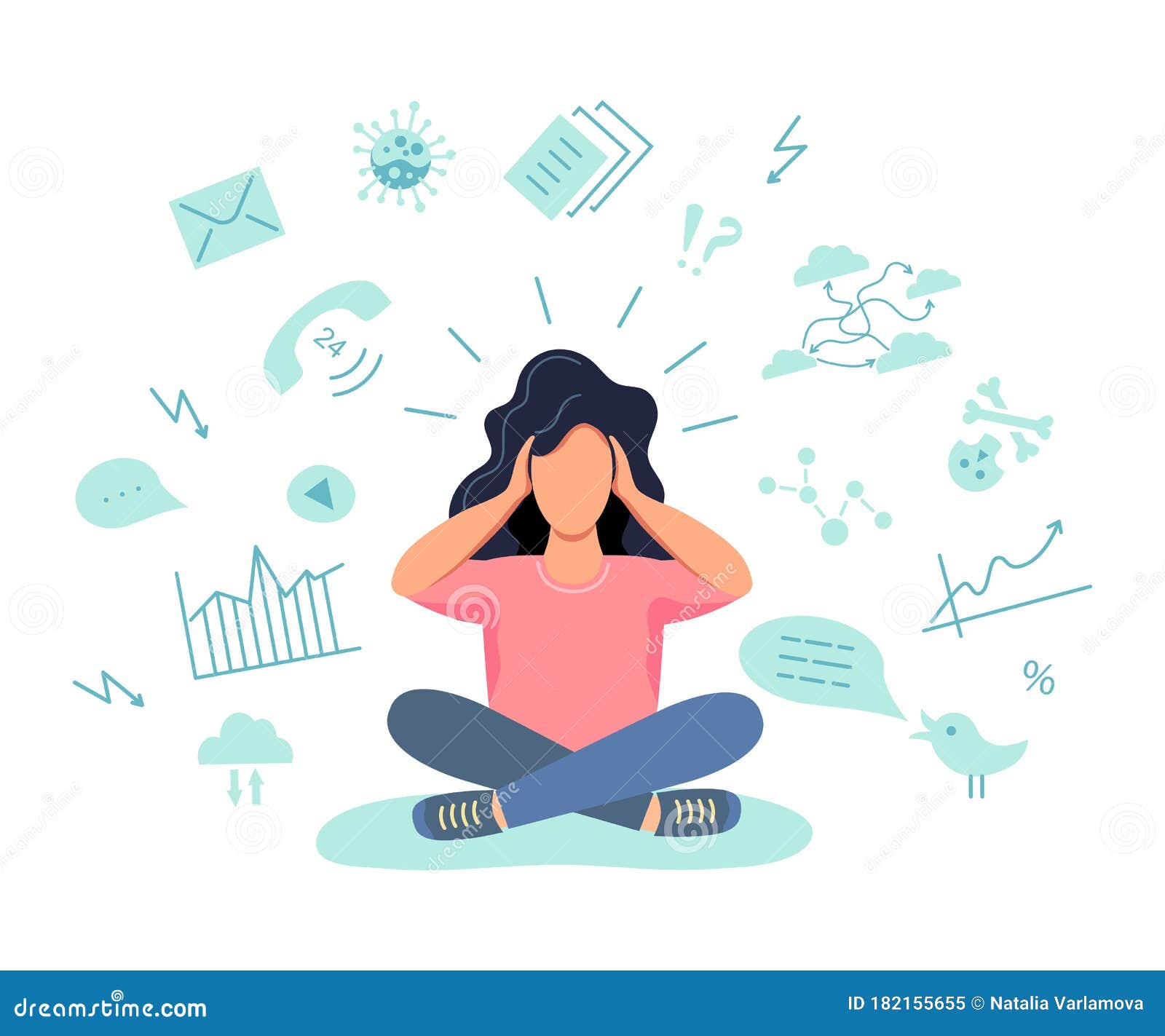 Female Gets Too Much Information Stock Vector - Illustration of ... Female Gets Too Much Information Stock Vector - Illustration of ...