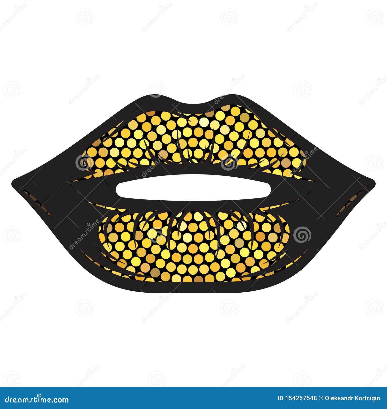 Female Gold Glitter Lips Isolated on White Background. Vector ...
