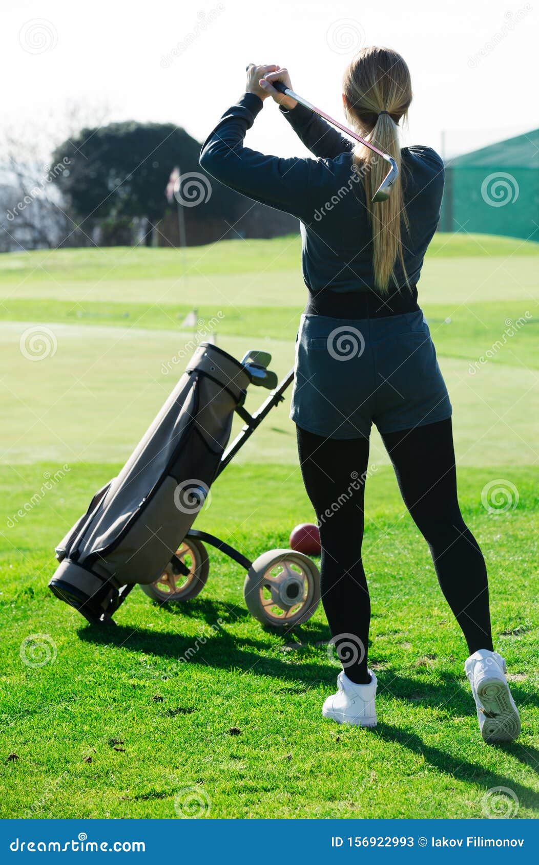 Female Golfer at Golf Course Stock Image - Image of ball, enjoying ...
