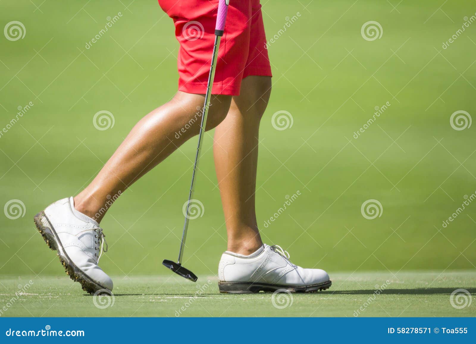 Female Golfers Walking on Green. Stock Image - Image of equipment ...