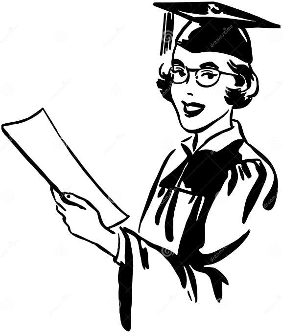 Female Grad stock vector. Illustration of forties, graduation - 42097705