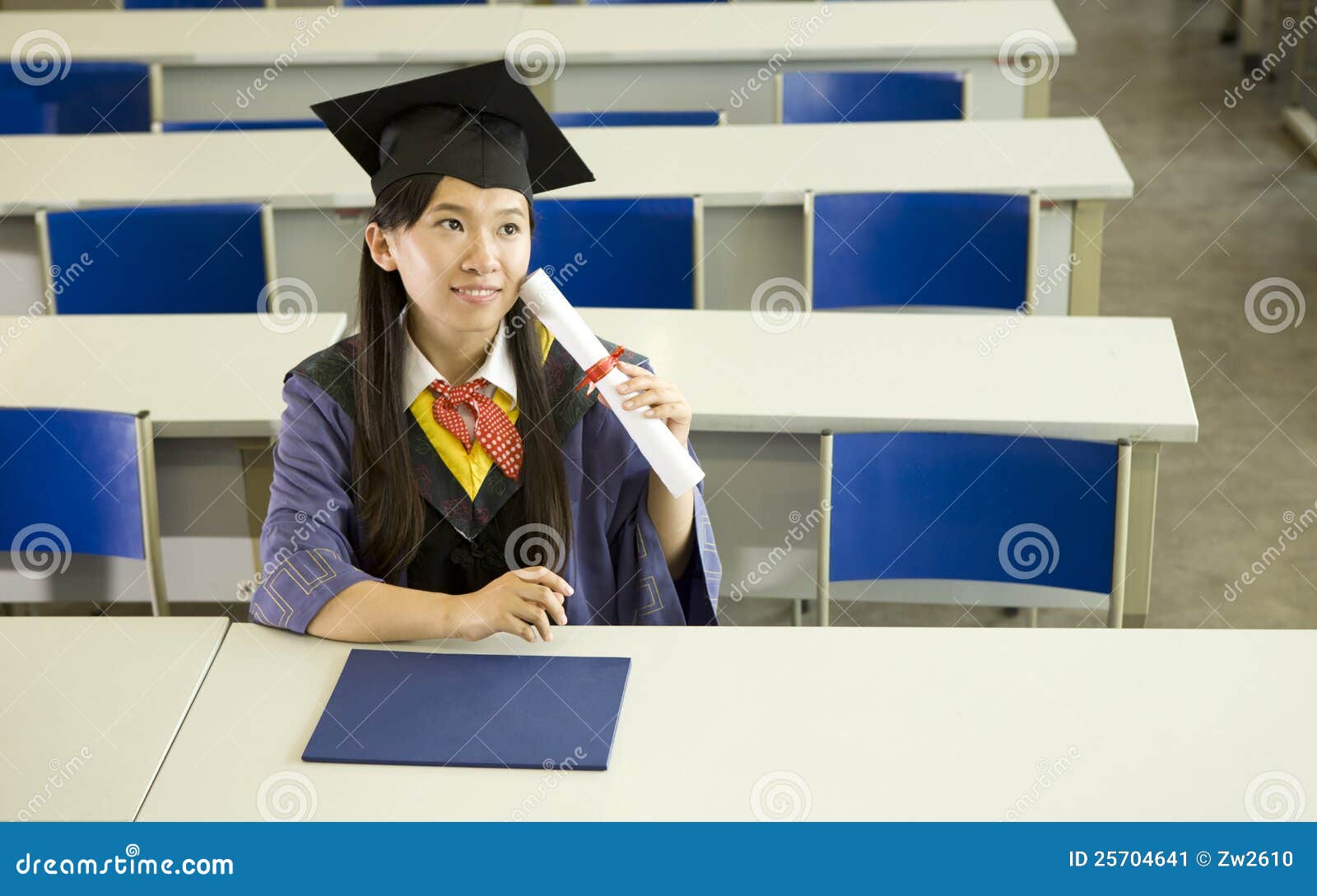 A Female Graduate in Classroom Stock Image - Image of qualifcation ...