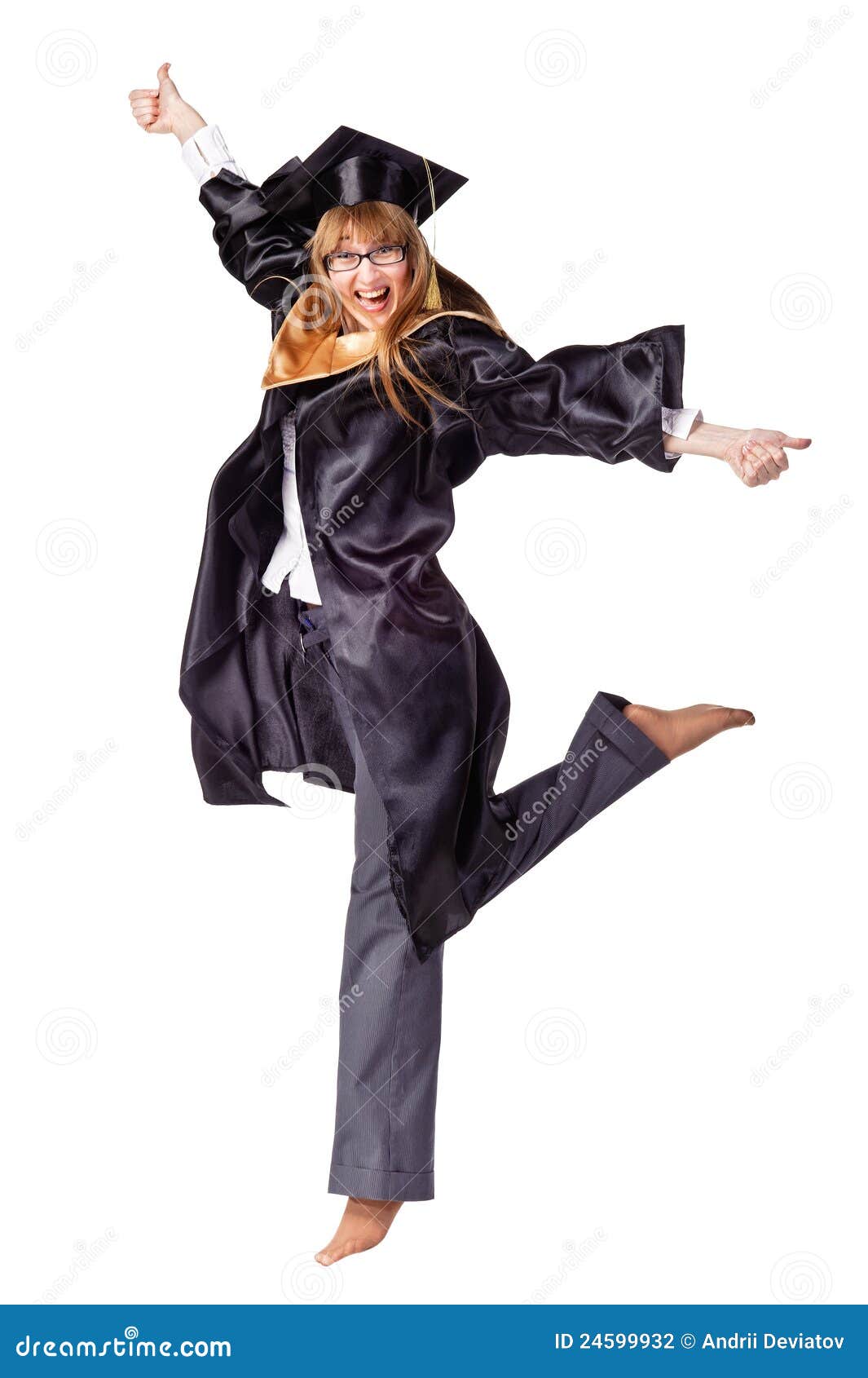 Female Graduate Jumping and Smiling Stock Photo - Image of bachelors ...