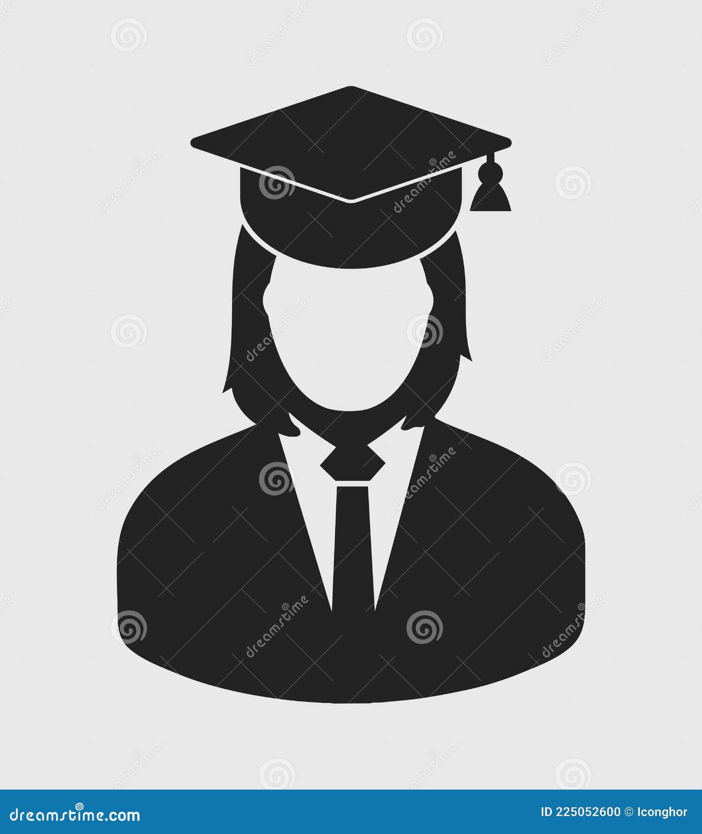 Female Graduate Student Icon with Gown and Cap. Stock Vector ...