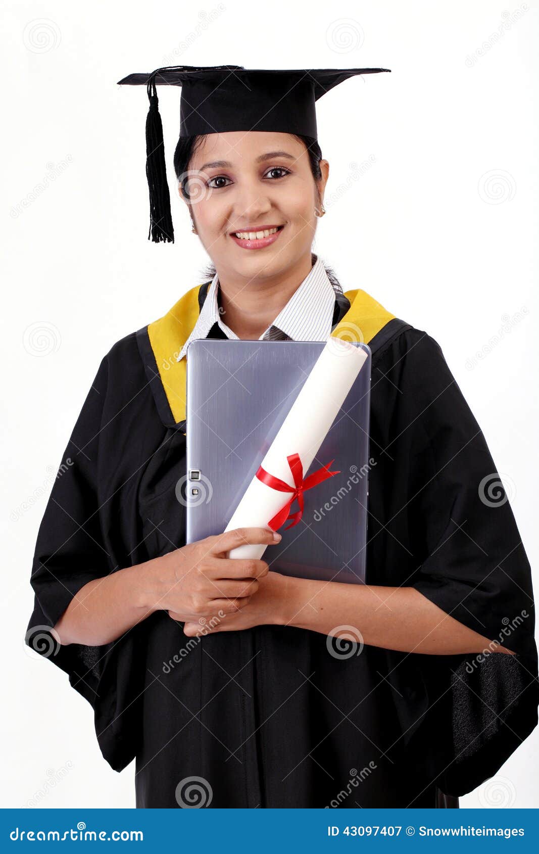 Female Graduated Student Using a Tablet Computer Stock Image - Image of ...