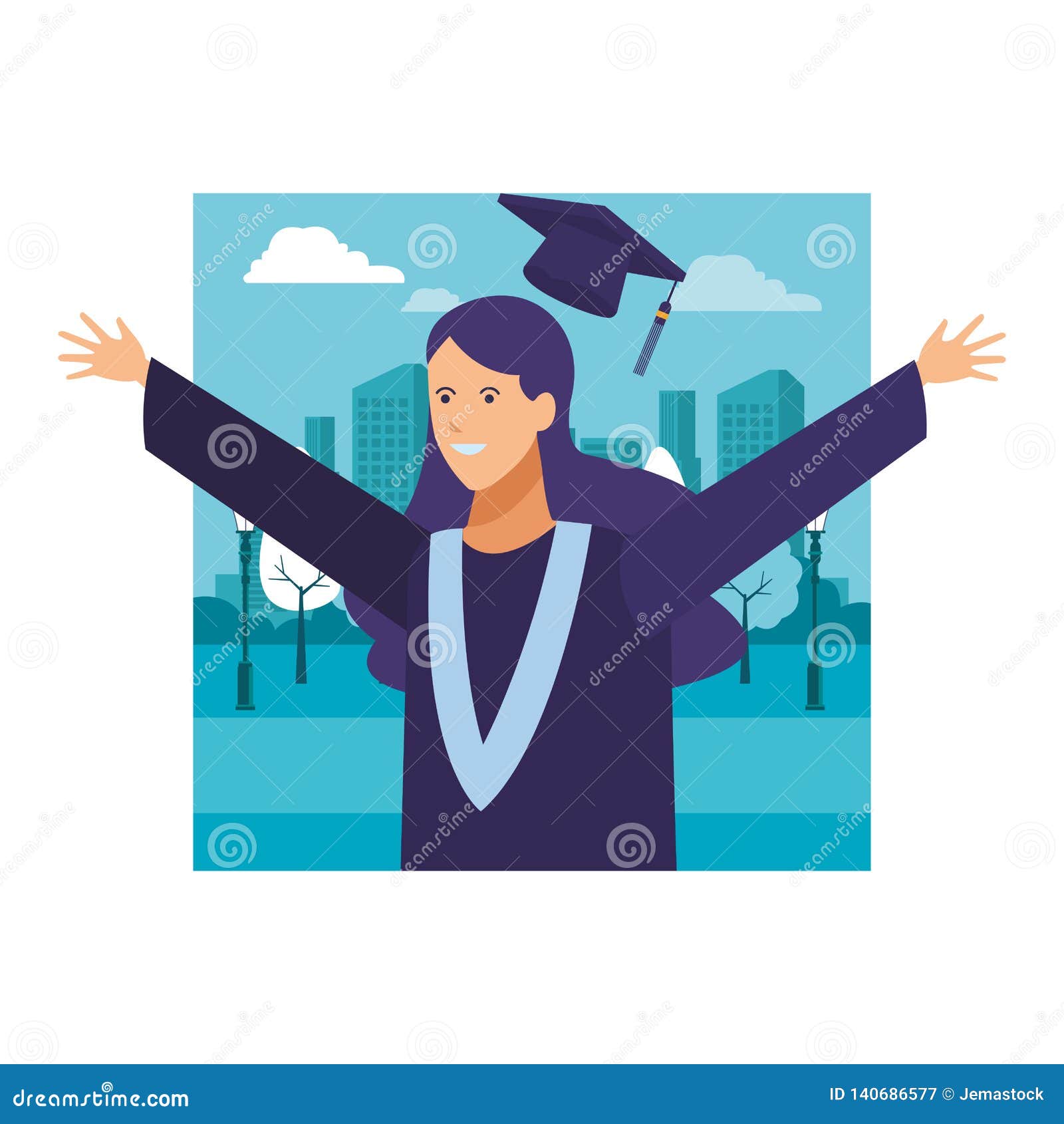Female graduation ceremony stock vector. Illustration of success ...