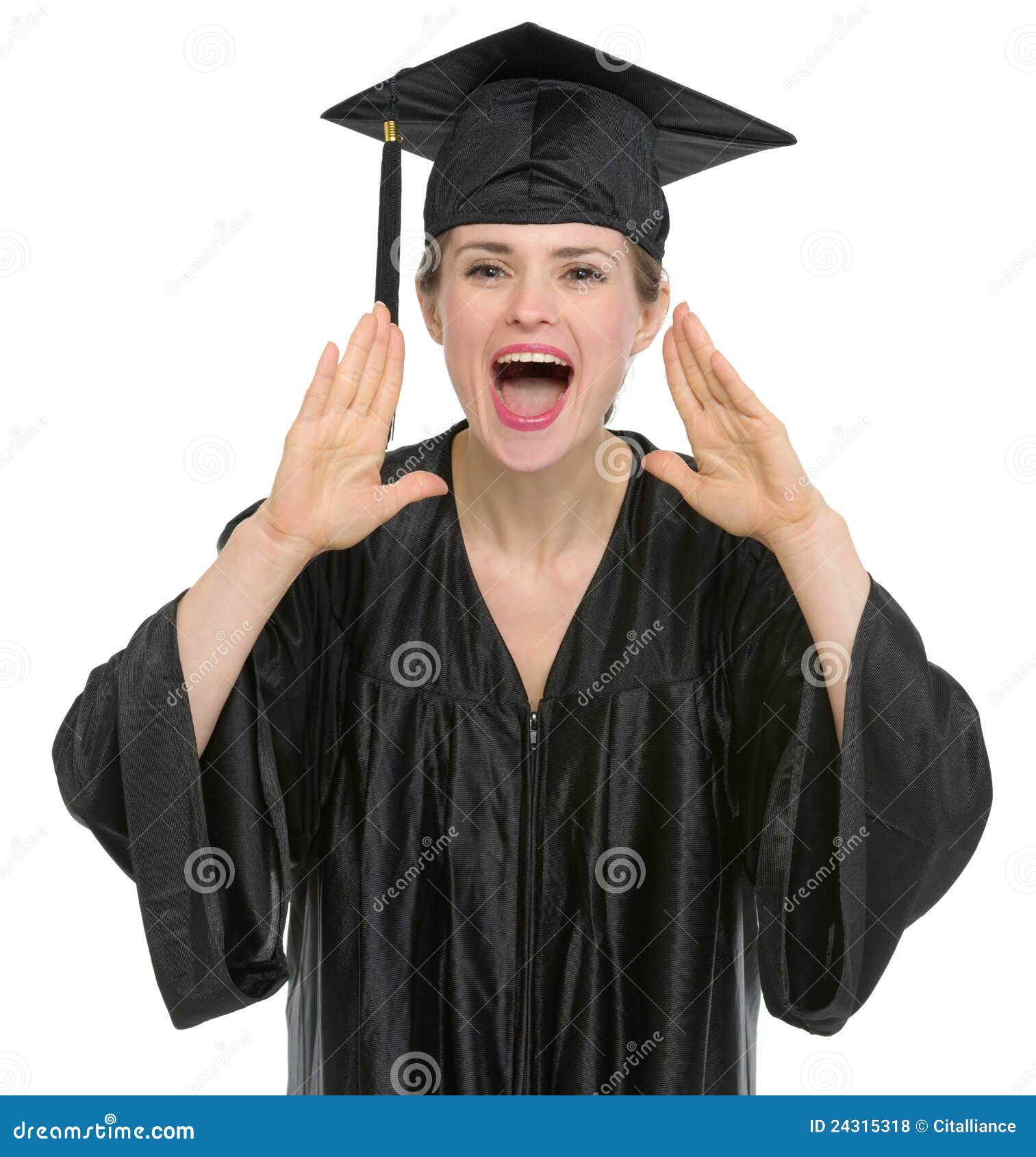 Female Graduation Student Shouting Stock Photo - Image of knowledge ...