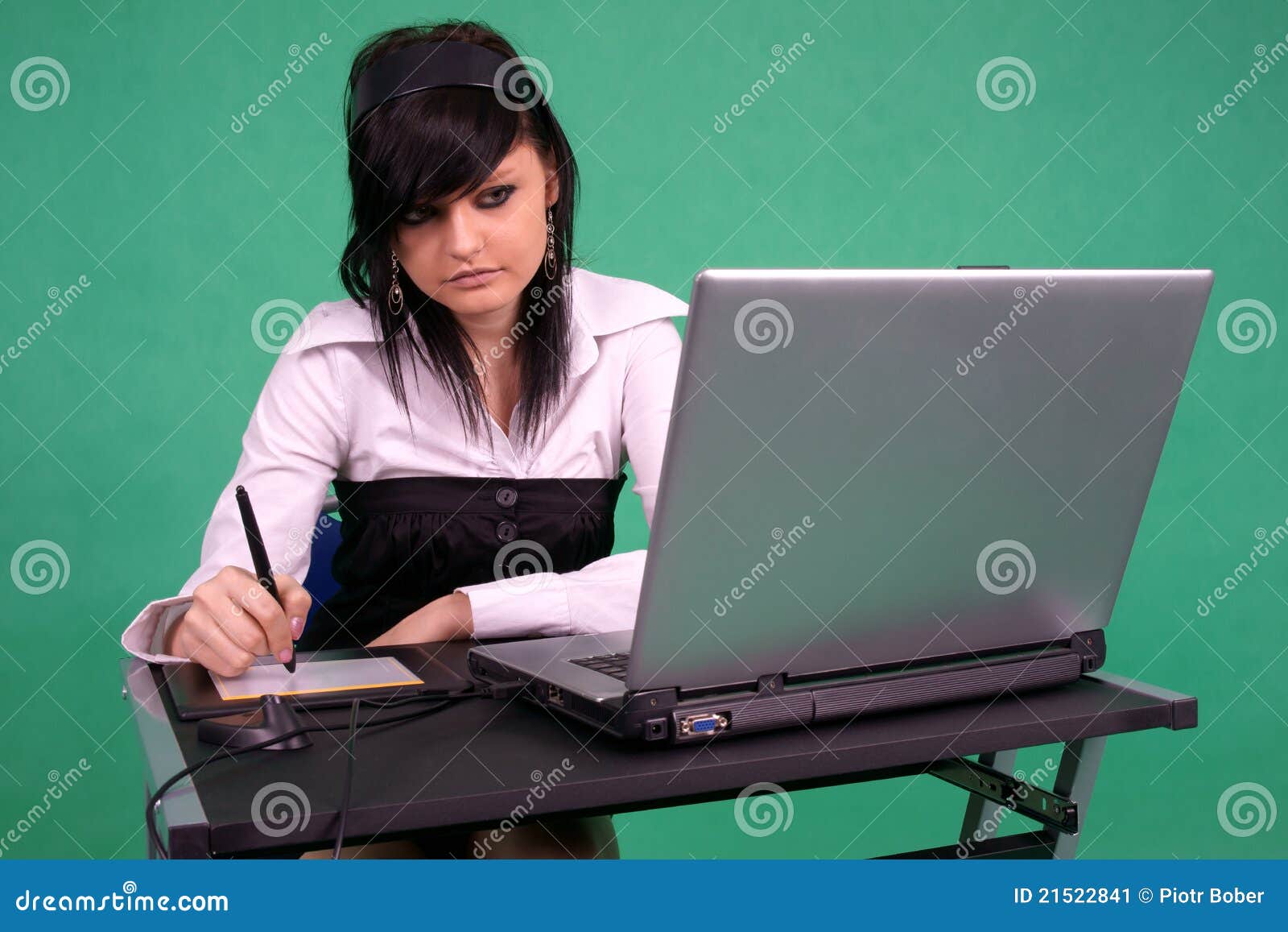 Female Graphic Designer Using Tablet Pen. Stock Image - Image of ...