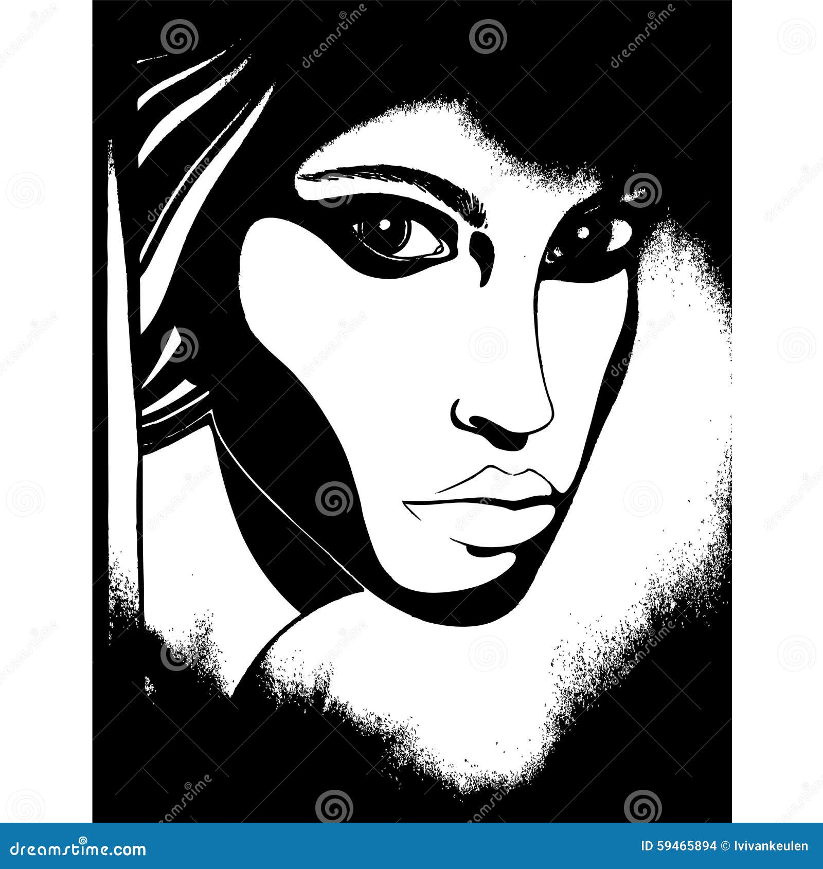 Female Grunge Face Silhouette Stock Vector - Illustration of drawing ...
