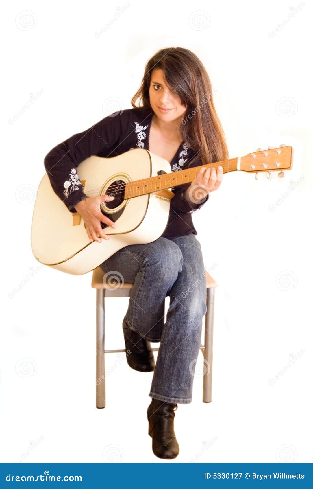 Female Guitarist stock image. Image of isolated, music - 5330127