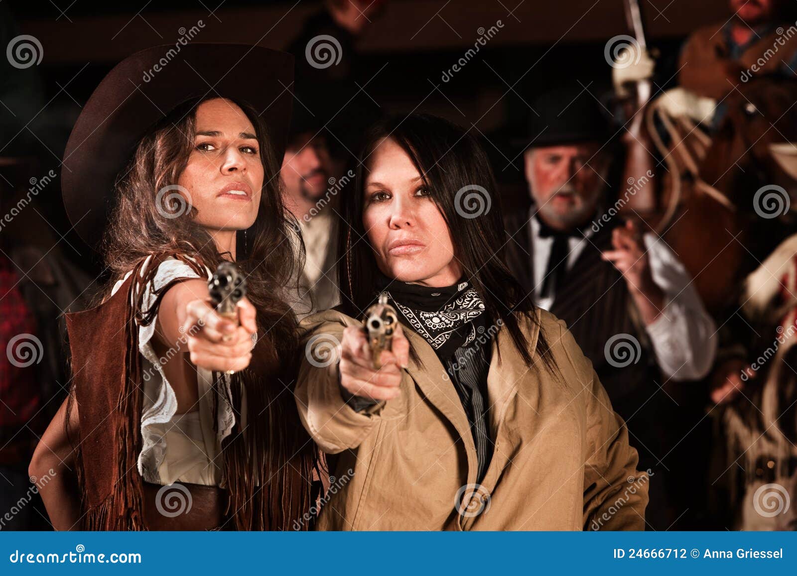 Female Gun Fighters stock photo. Image of american, gunslinger - 24666712
