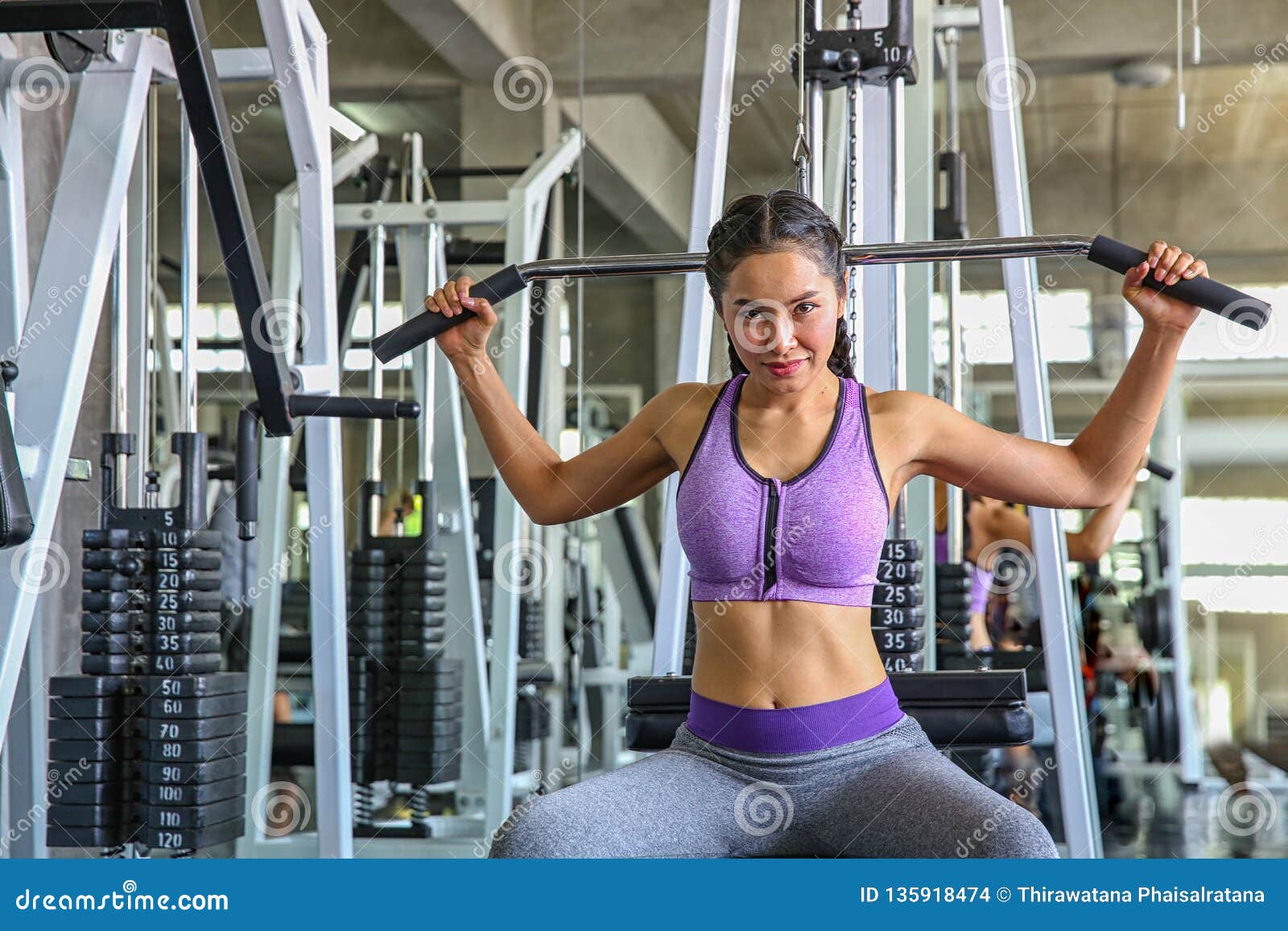 Female In Gym Sport Fitness Bodybuilding Woman Exercising And