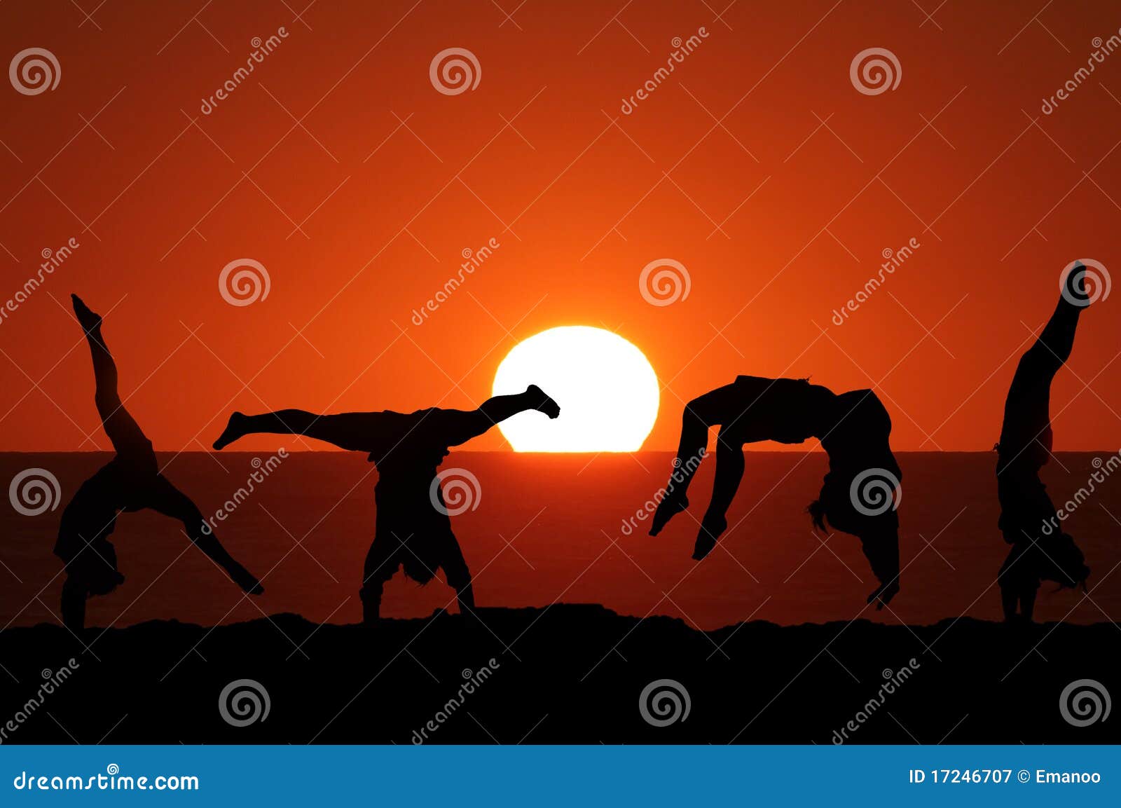 Female Gymnast on Beach in Sunset Stock Image - Image of ocean ...