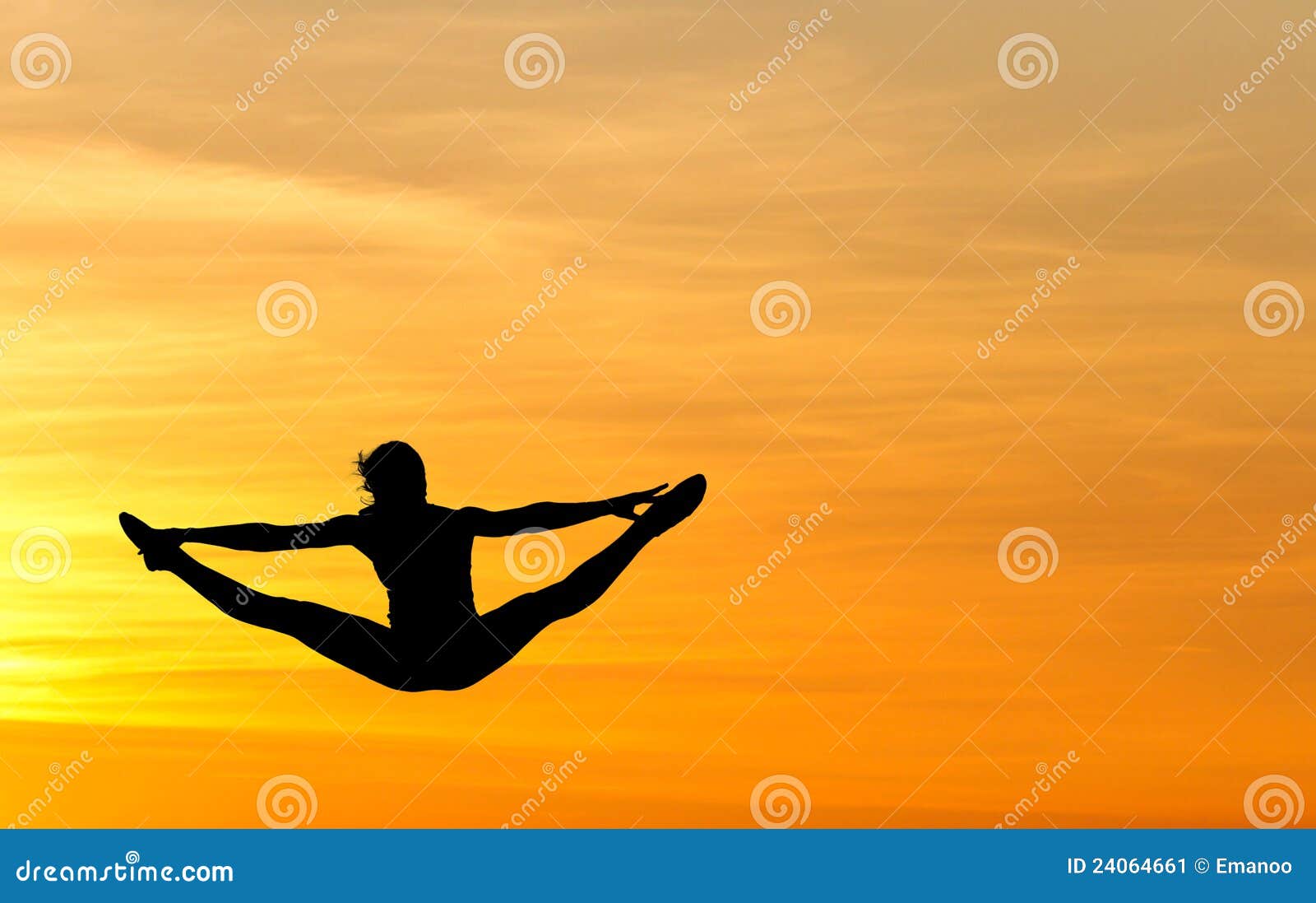 Female Gymnast Jumping in Sunset Stock Image - Image of artistic ...