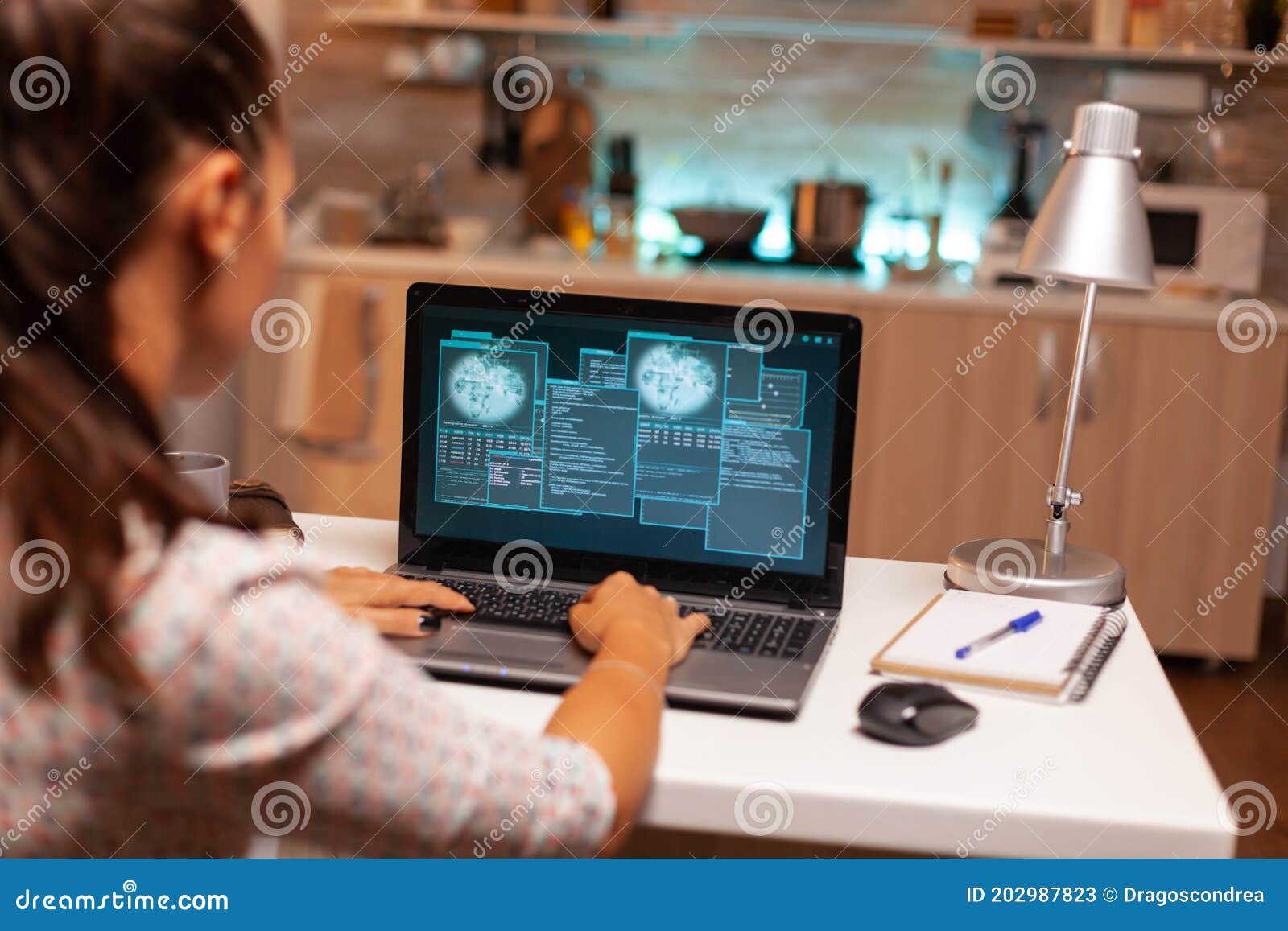 Female Hacer Cracking Security Firewall Stock Image - Image of identity ...