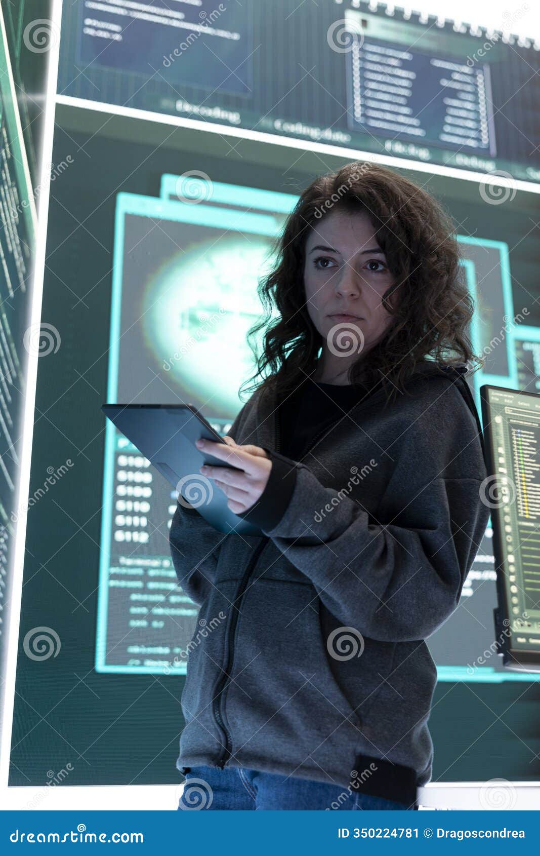 Female Hacker Breaching Network Security with Advanced Techniques Stock ...