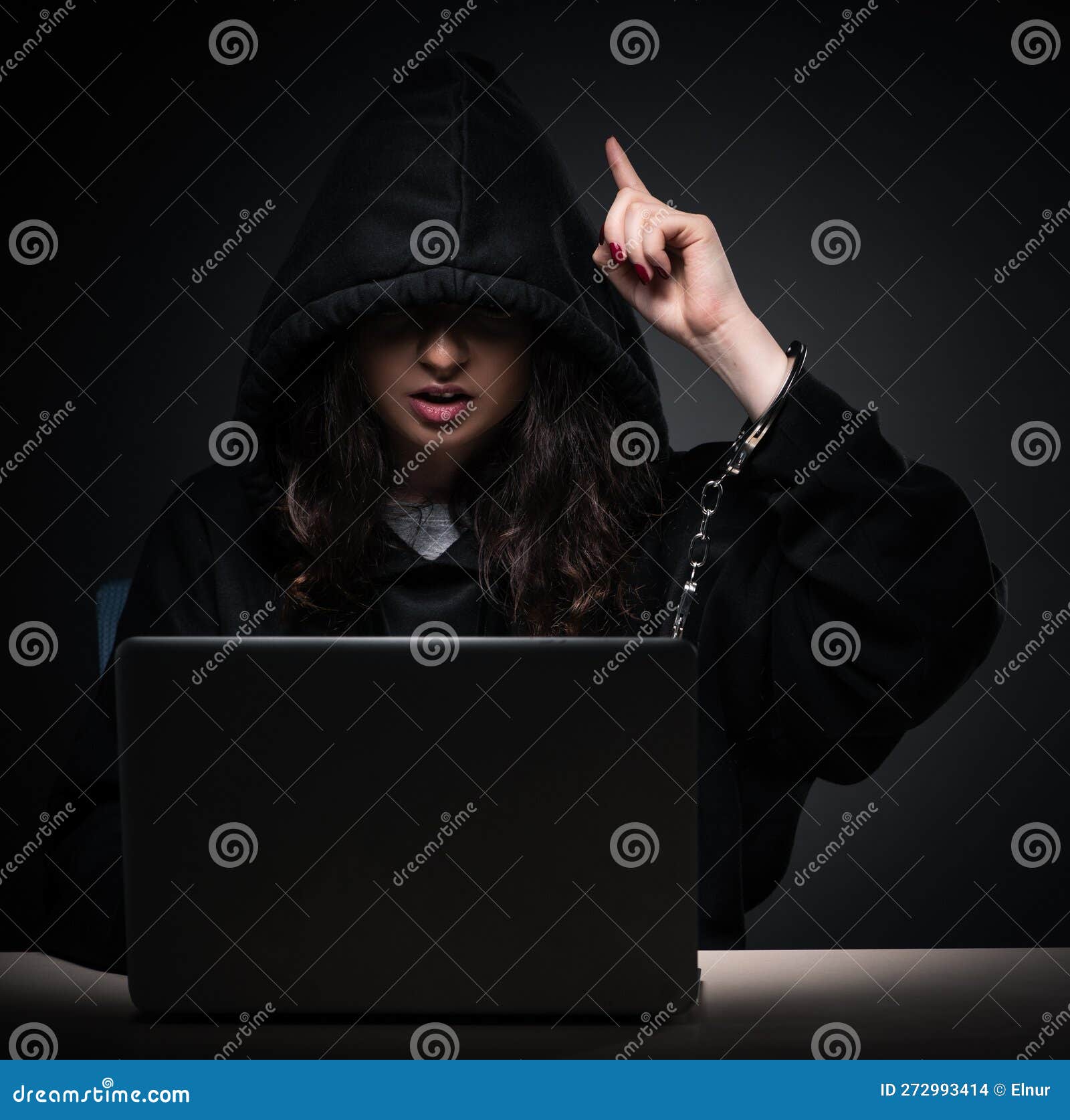 Female Hacker Hacking Security Firewall Late in Office Stock Photo ...