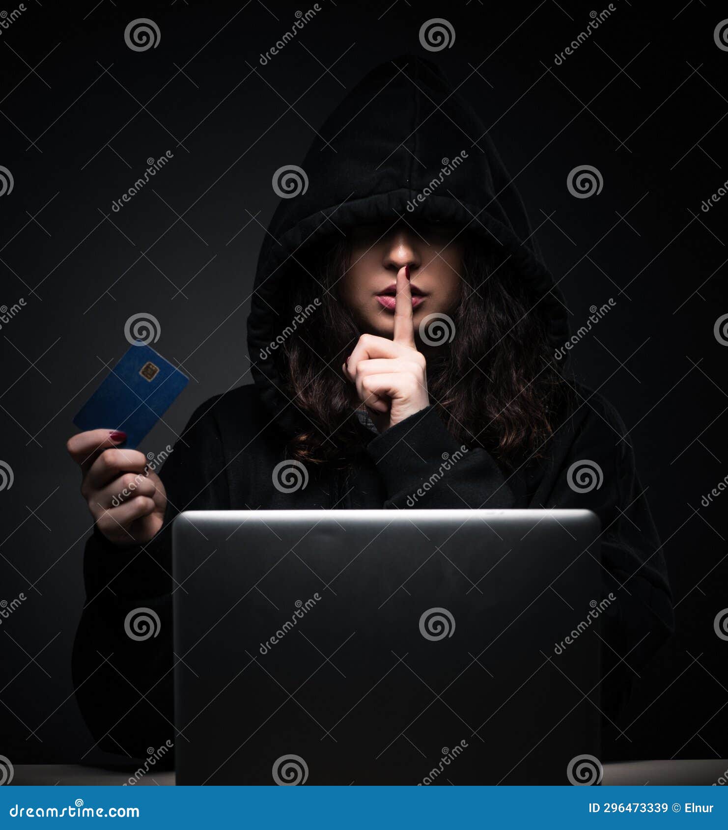 Female Hacker Hacking Security Firewall Late in Office Stock Image ...