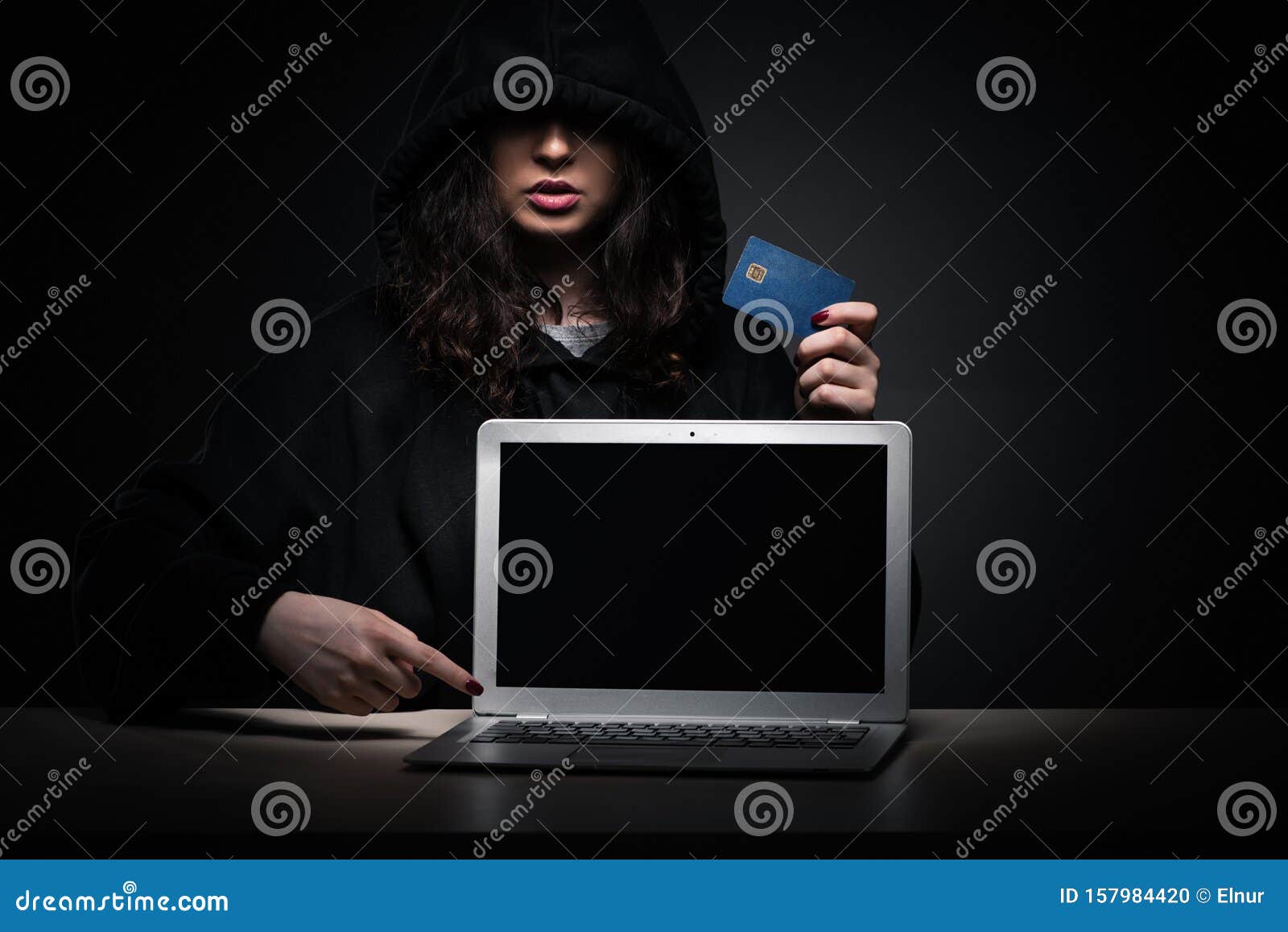 Female Hacker Hacking Security Firewall Late in Office Stock Photo ...