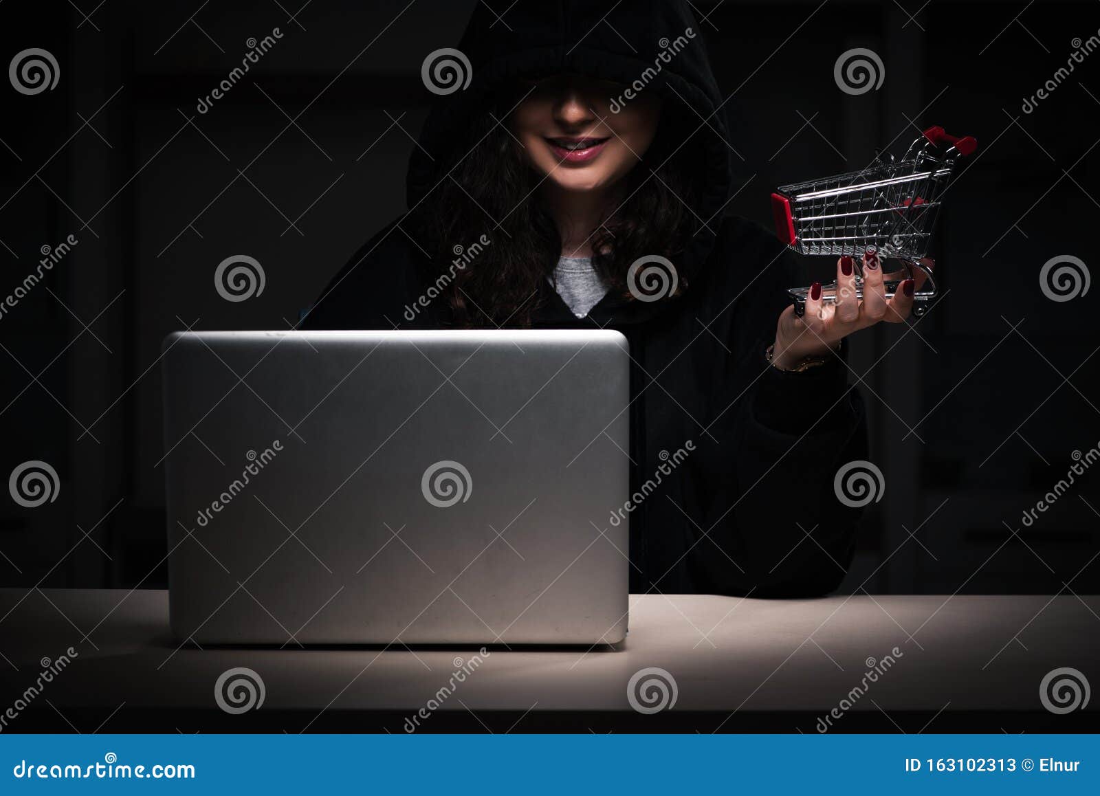 Female Hacker Hacking Security Firewall Late in Office Stock Image ...