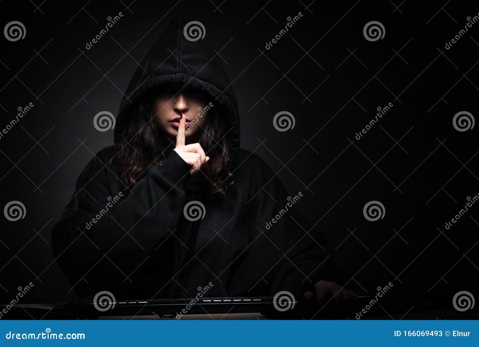 Female Hacker Hacking Security Firewall Late in Office Stock Image ...