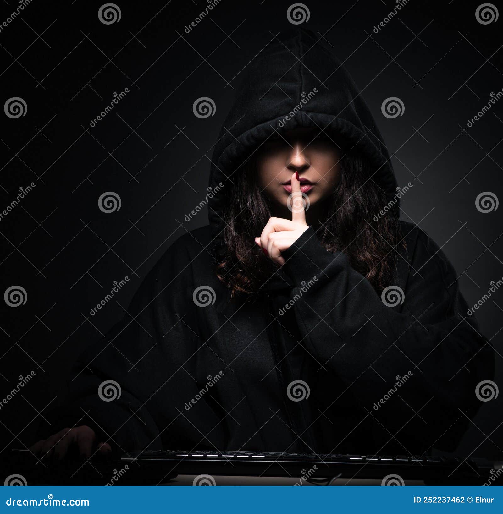 Female Hacker Hacking Security Firewall Late in Office Stock Photo ...