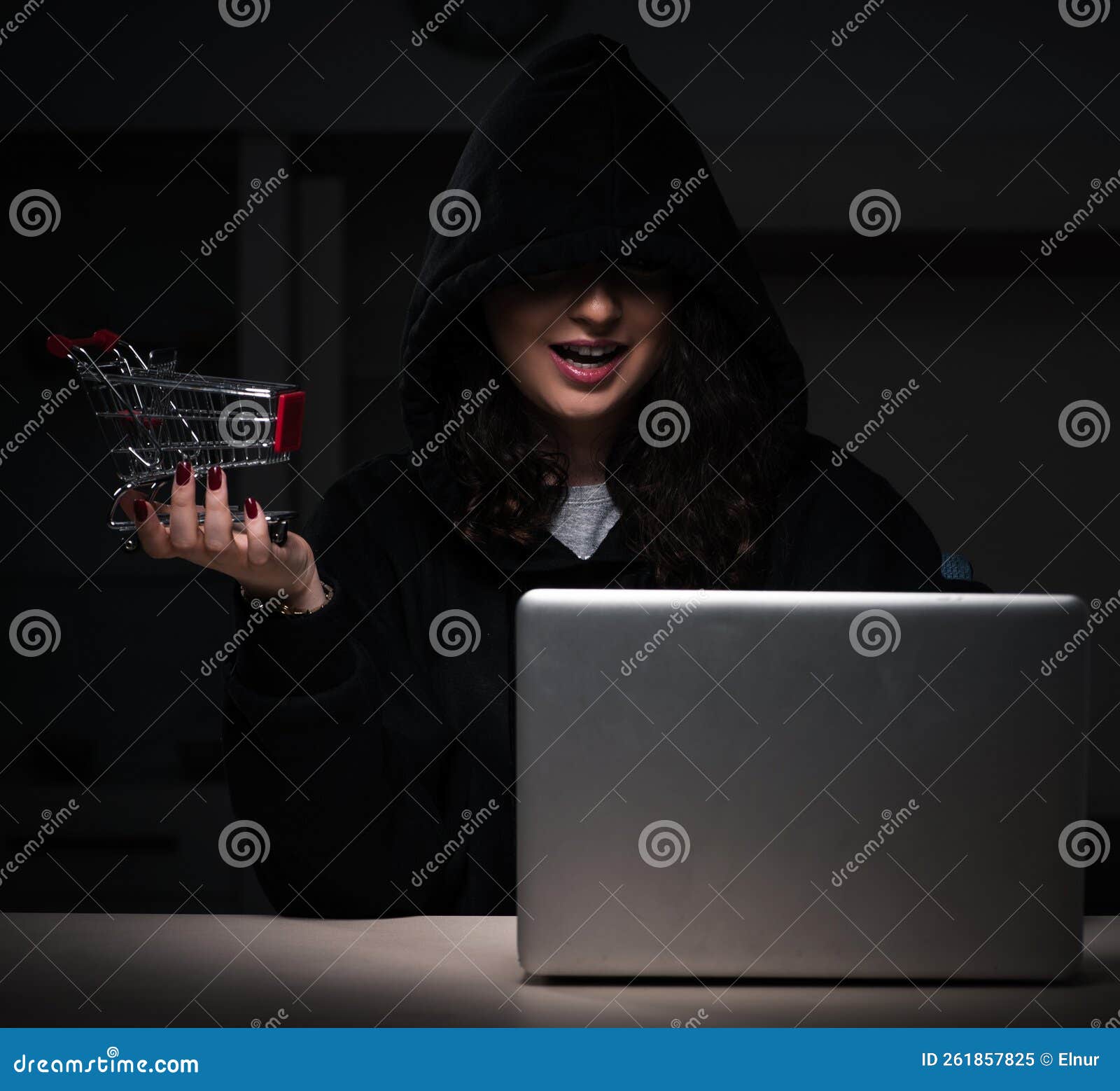 Female Hacker Hacking Security Firewall Late in Office Stock Image ...