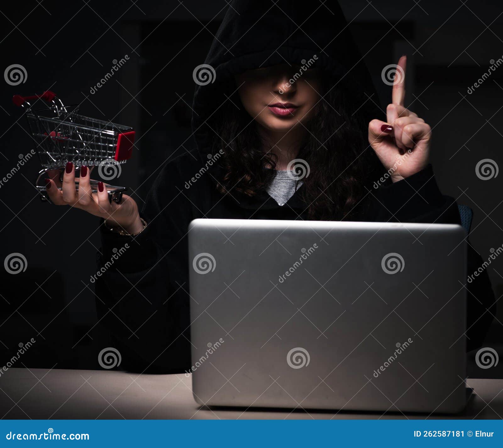 Female Hacker Hacking Security Firewall Late in Office Stock Image ...