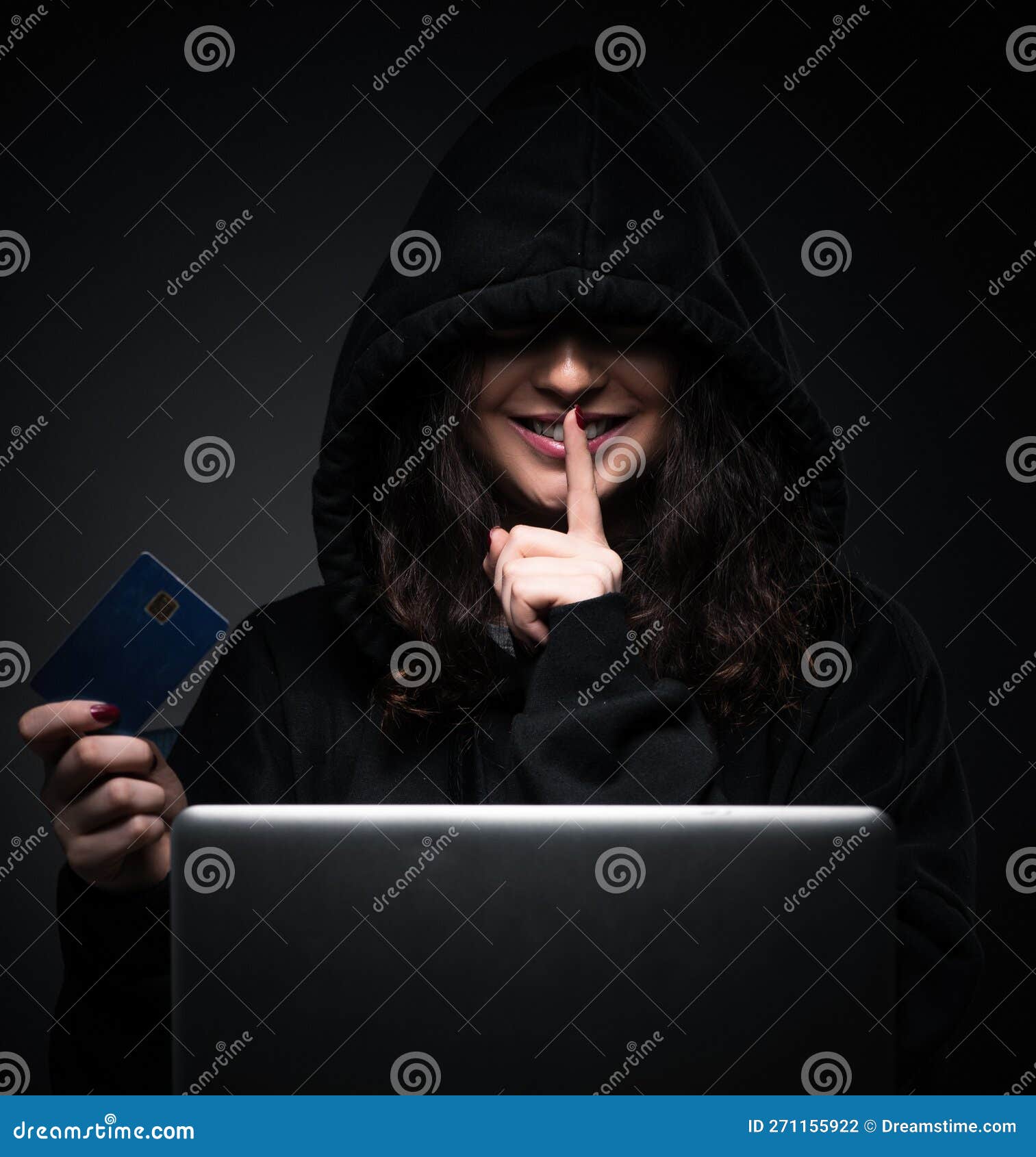 Female Hacker Hacking Security Firewall Late in Office Stock Photo ...