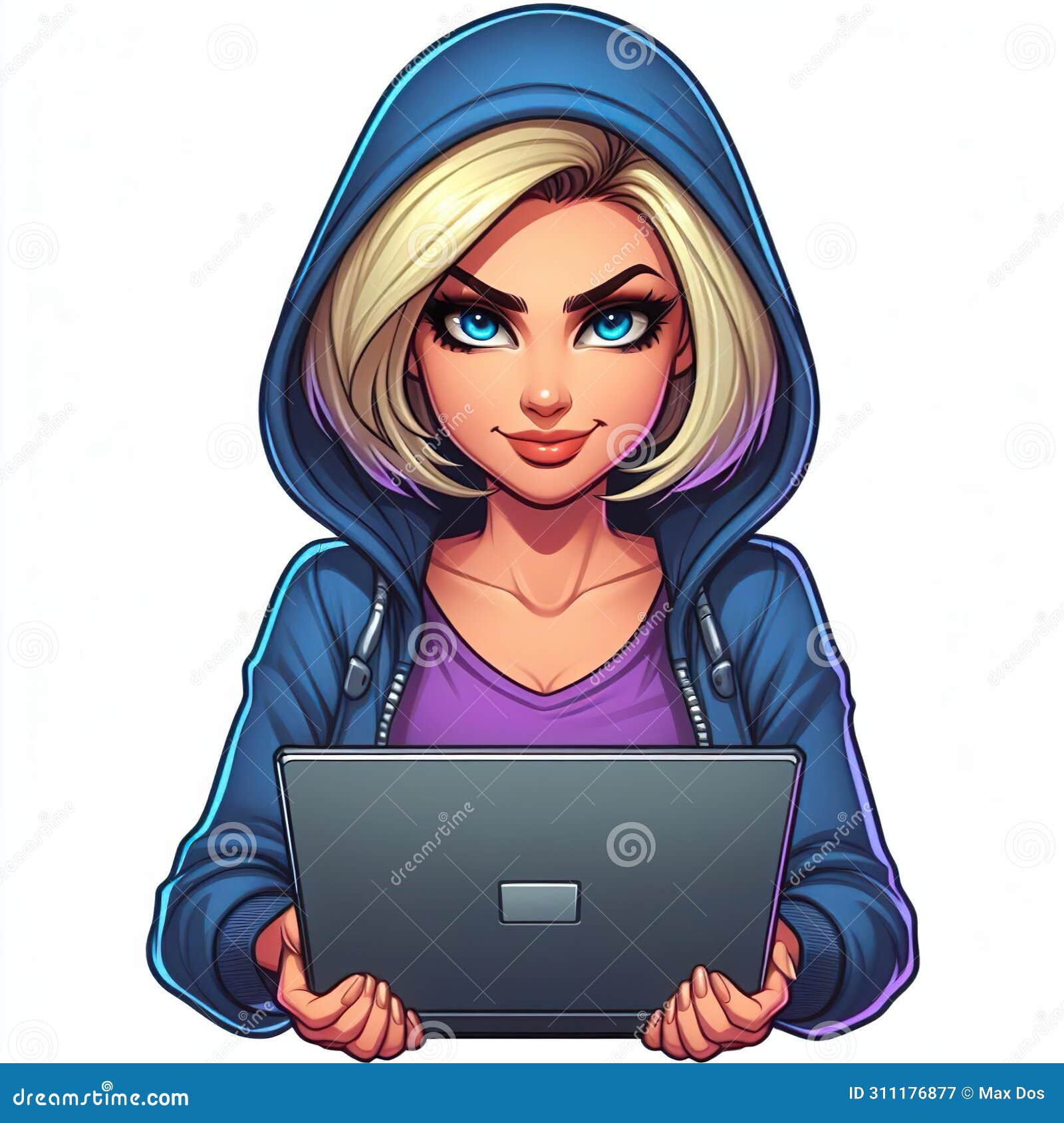 Female hacker stock illustration. Illustration of attack - 311176877