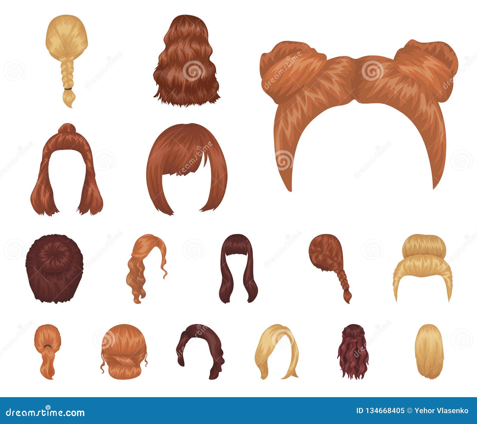 Female Hairstyle Cartoon Icons In Set Collection For Design Stylish