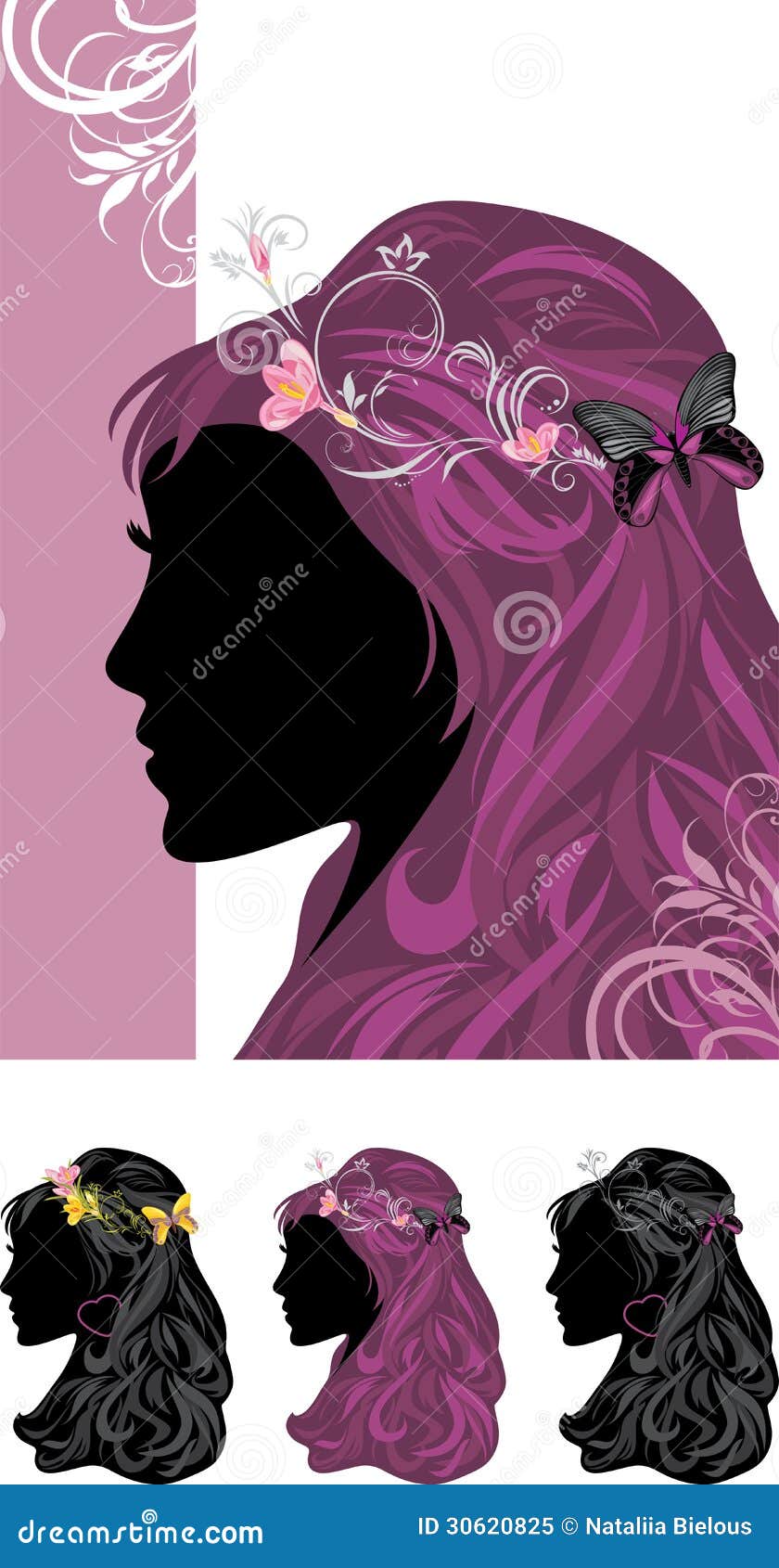 Female Hairstyle. Patterns for Design Stock Vector - Illustration of ...